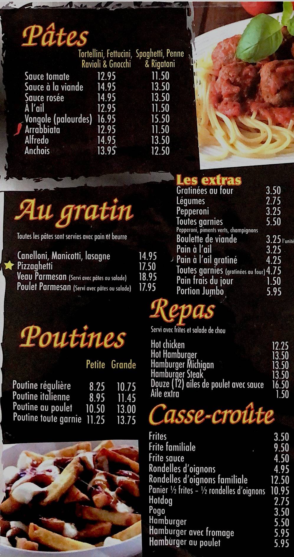 Menu au Pizzeria Da Bologna (apportez votre vin!), Montréal