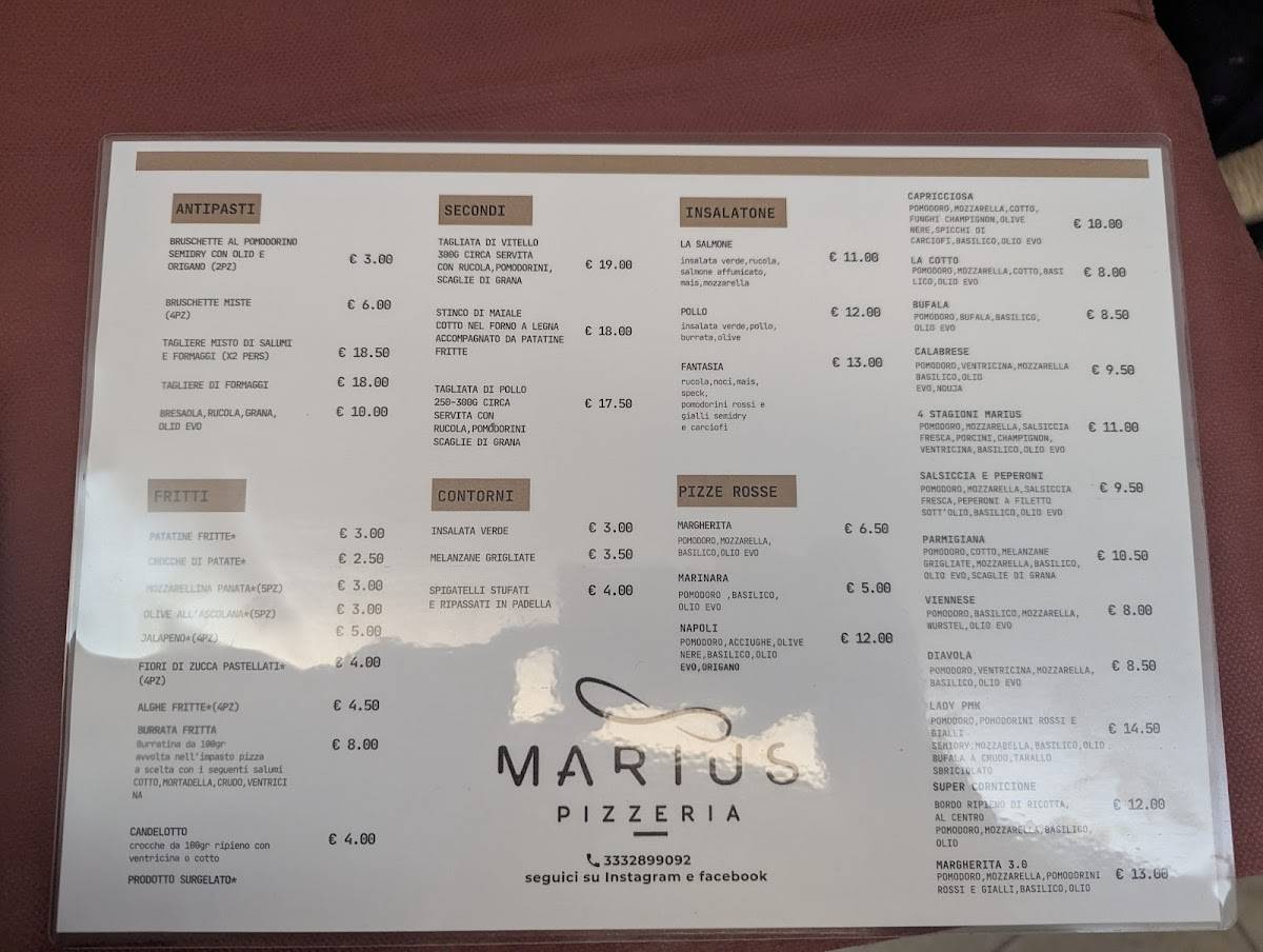 Menu da Trattoria Da Marius ristorante, Campobasso, Via Lazio