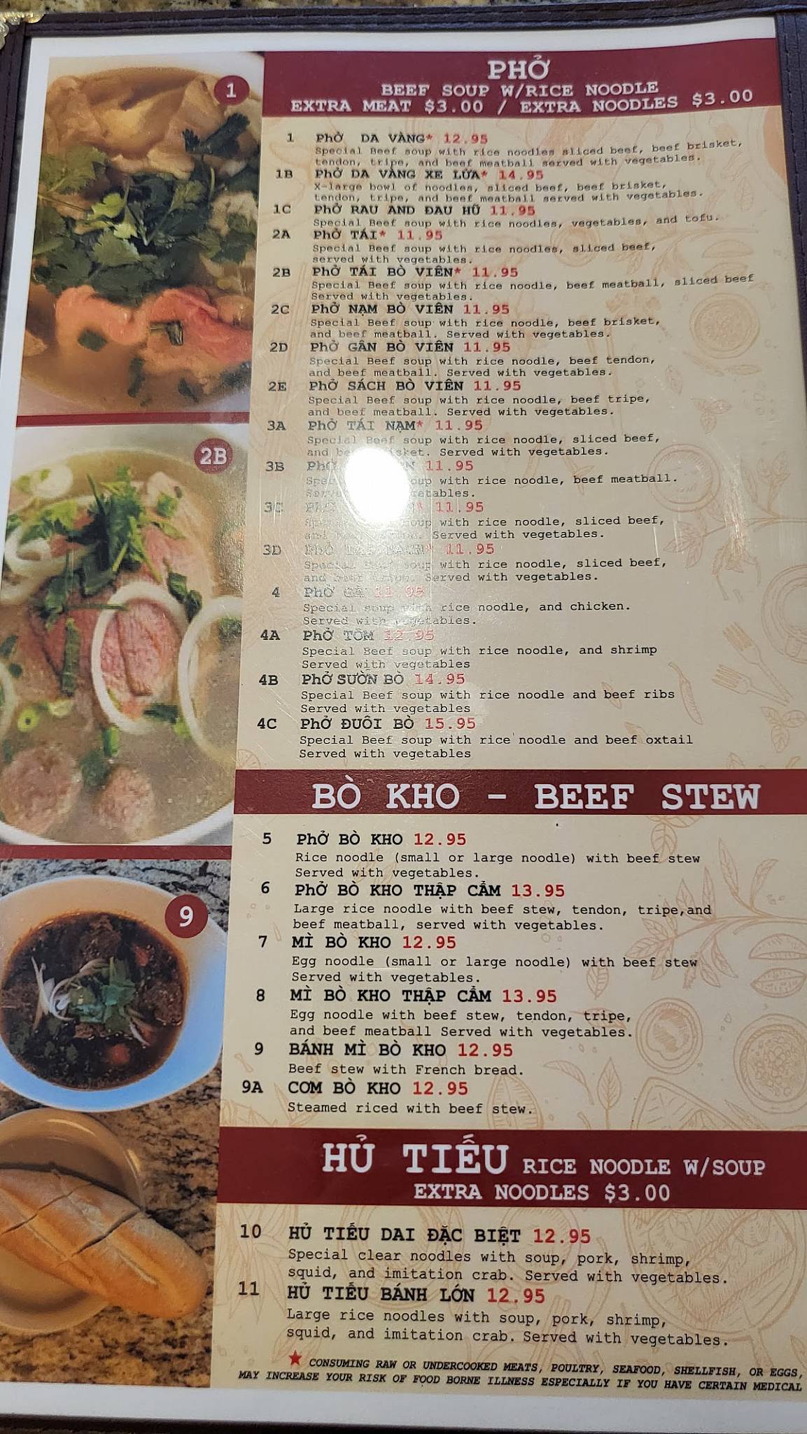 Menu at Da Vàng Restaurant, Phoenix