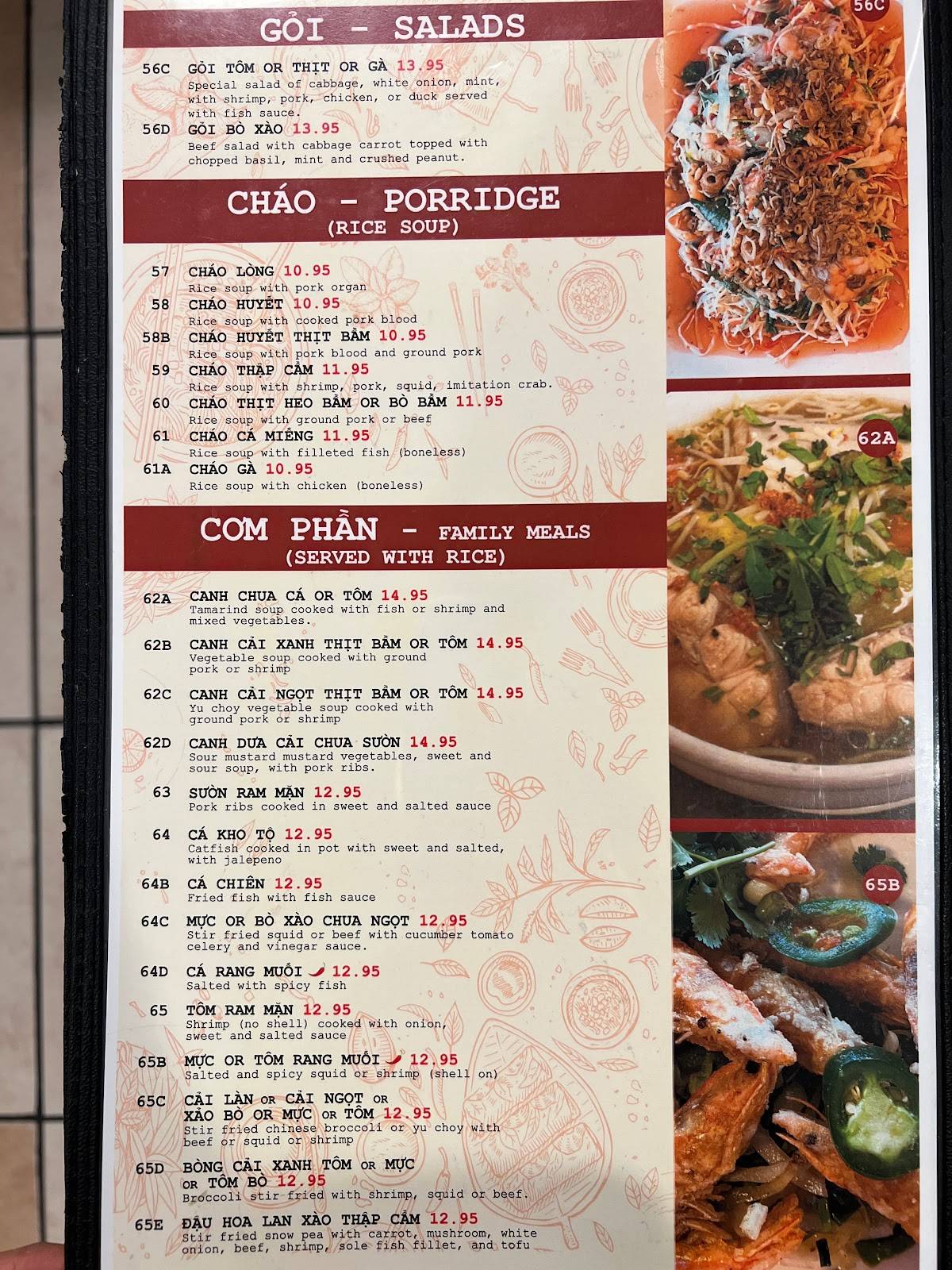 Menu at Da Vàng Restaurant, Phoenix