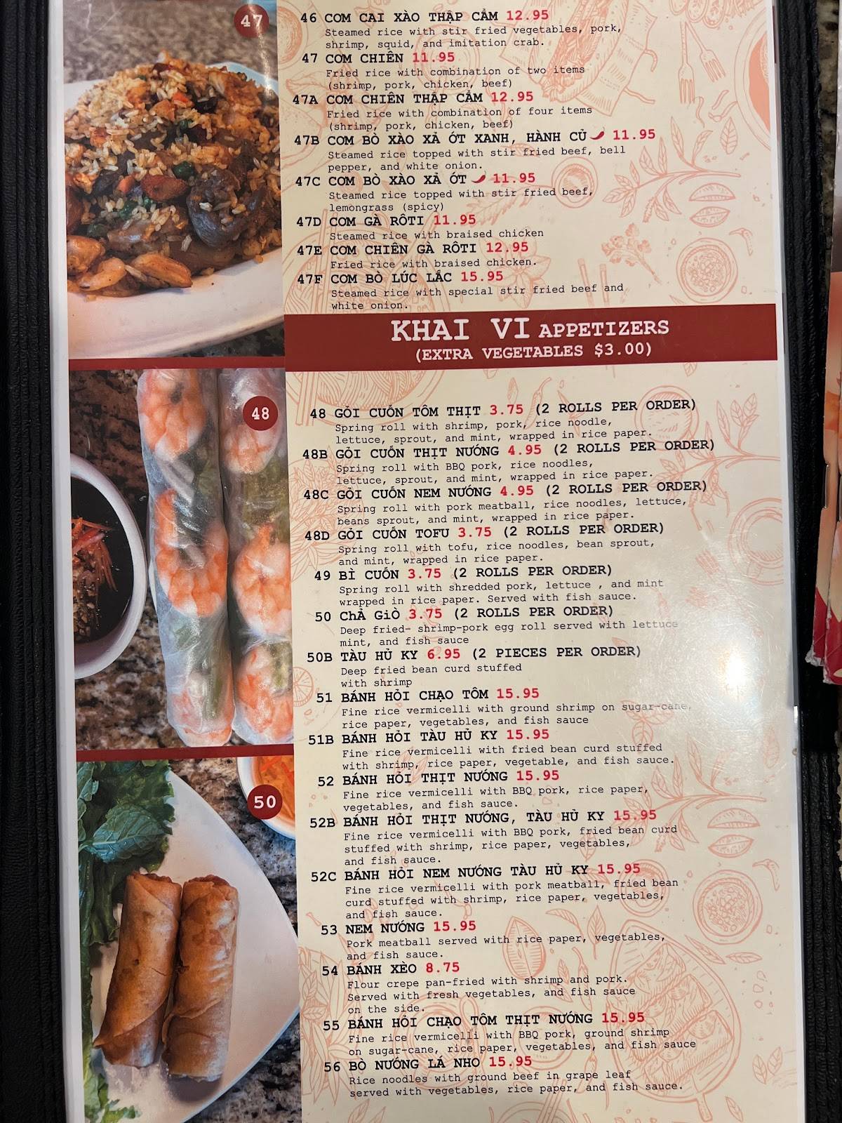 Menu at Da Vàng Restaurant, Phoenix