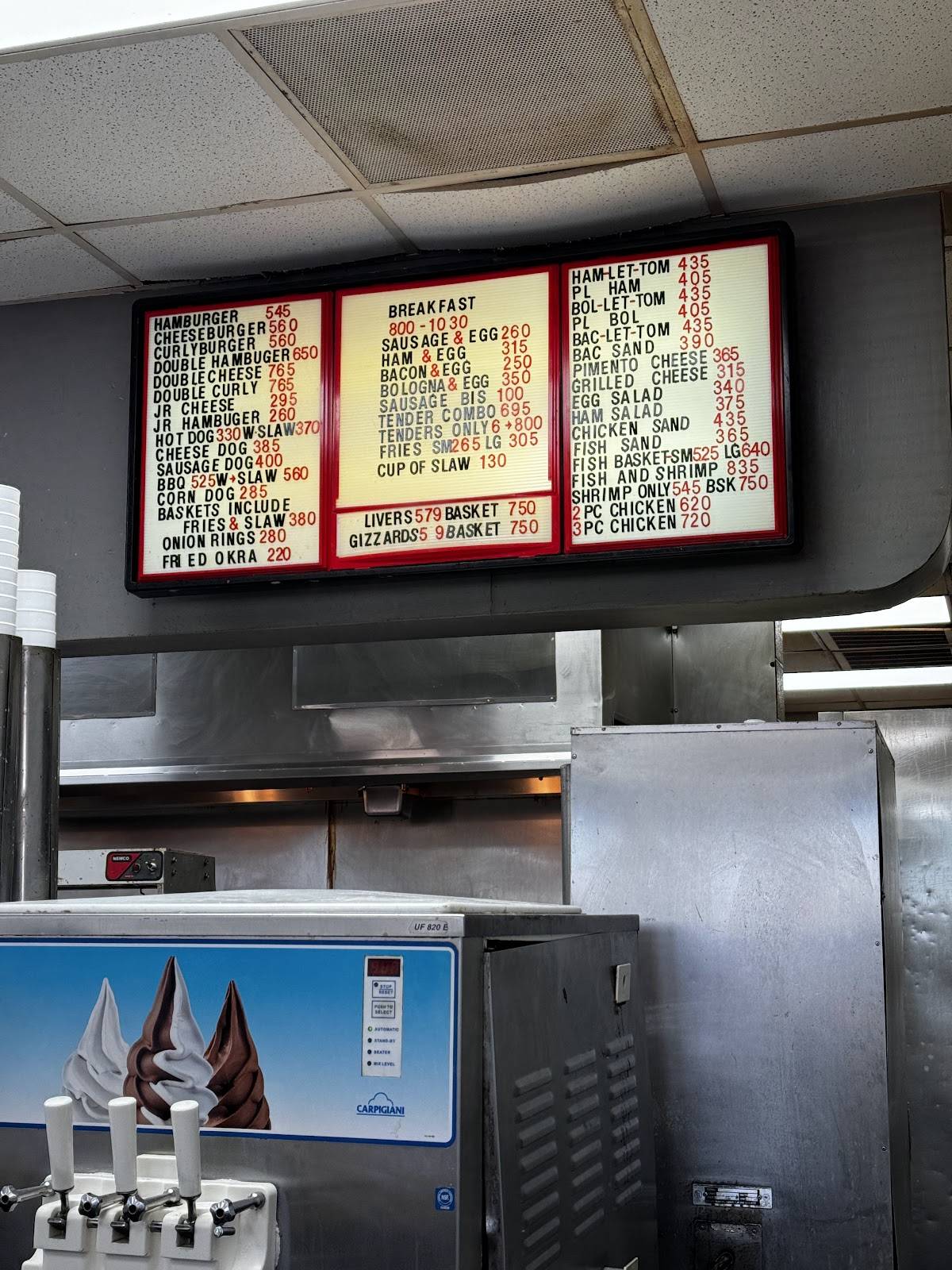 Menu at Dairy O restaurant, Orangeburg, Russell St