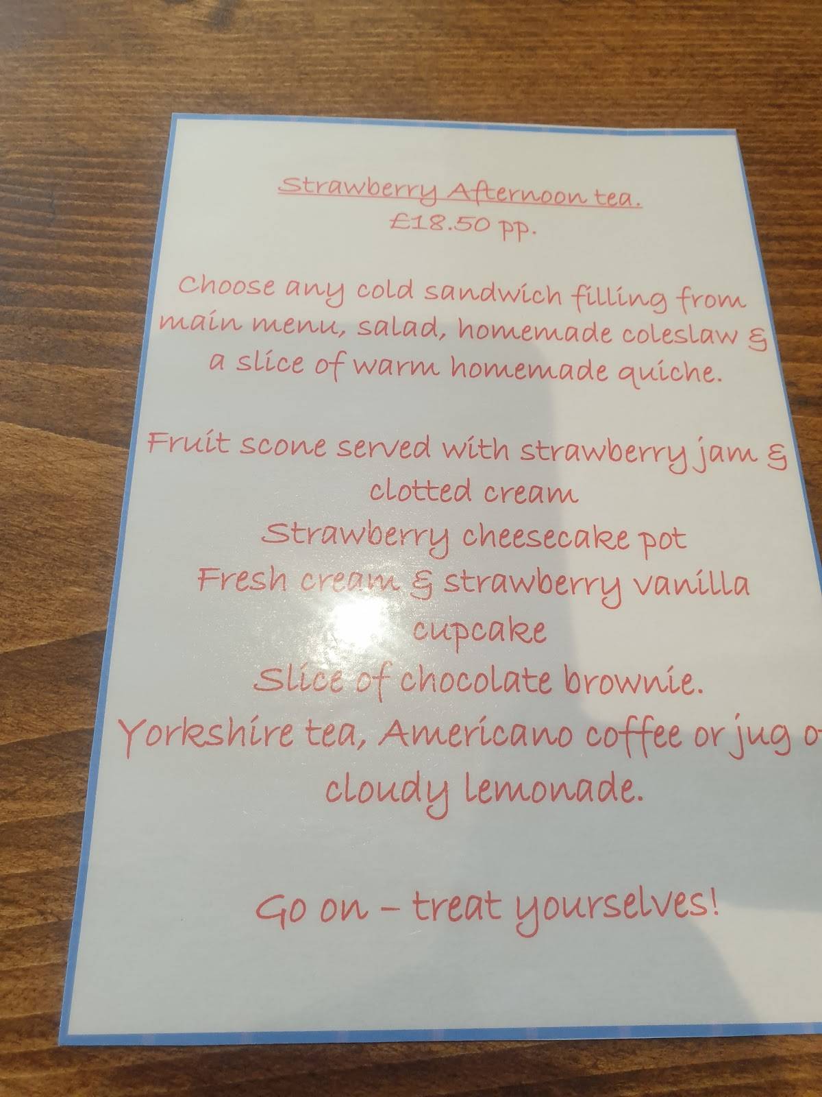 Menu at Daisy Tea Rooms cafe, Scarborough