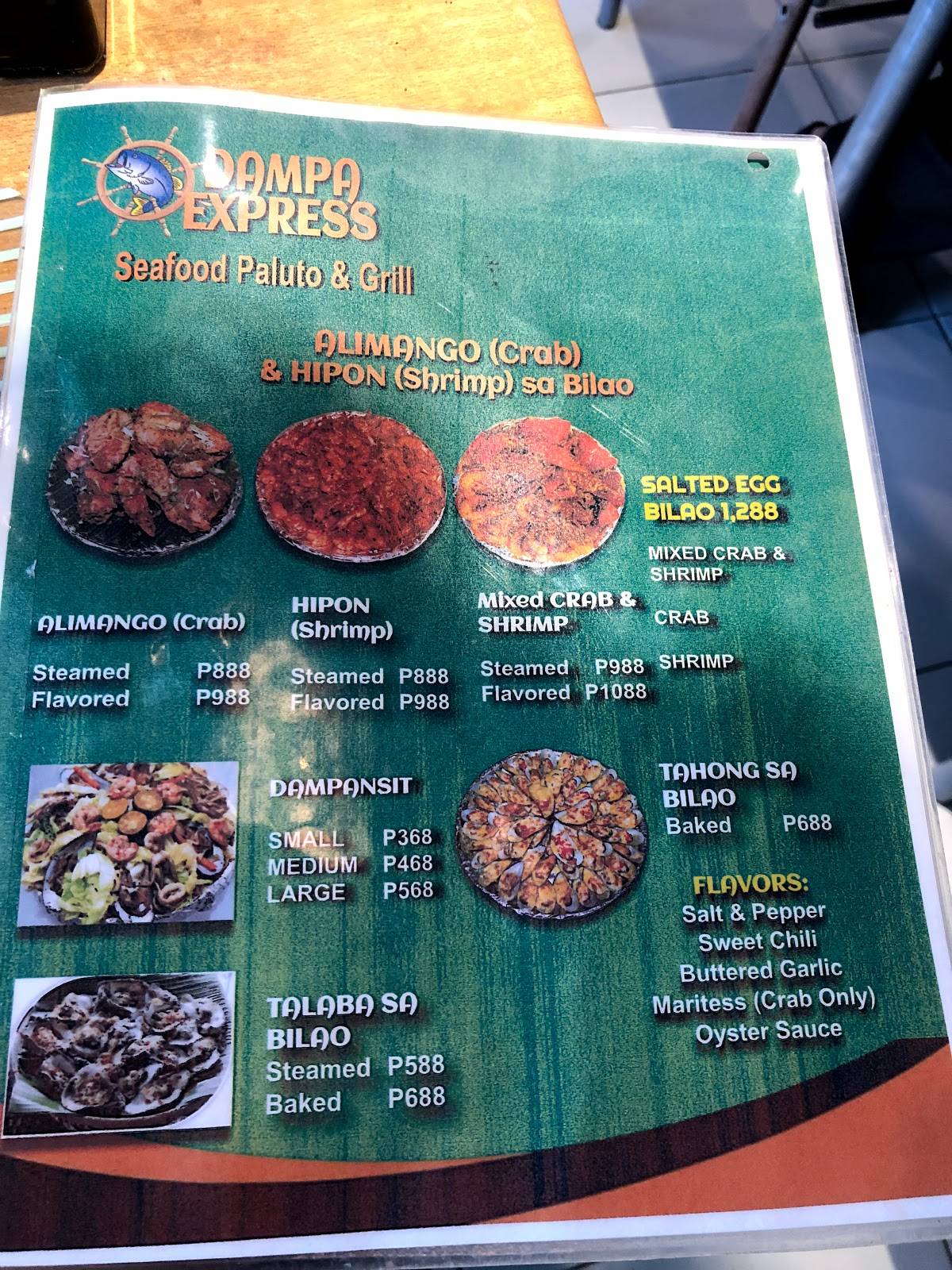 Menu at Dampa Express Katipunan restaurant, Quezon City, 1109 Katipunan Ave