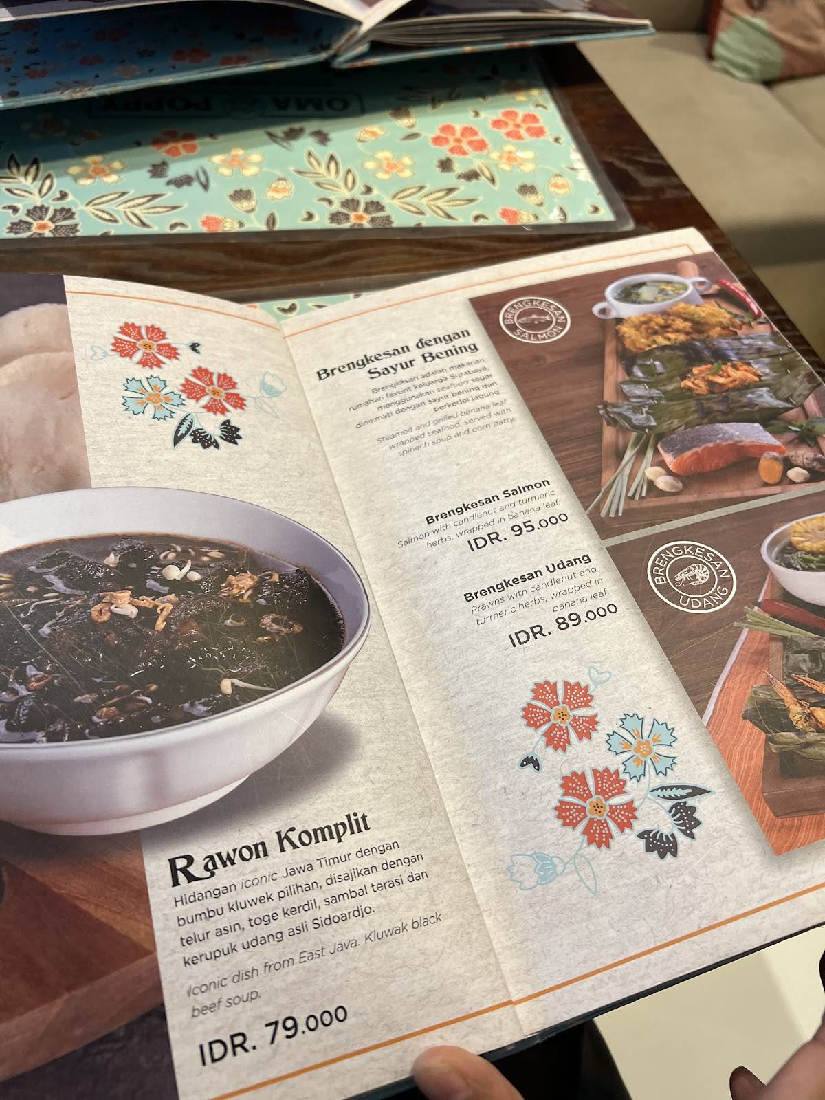 Menu at Dapur Oma Poppy restaurant, Jakarta