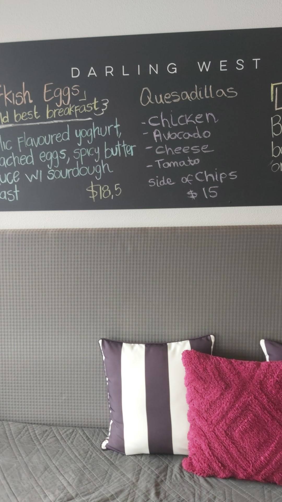 Menu at Darling West Cafe, Geelong West