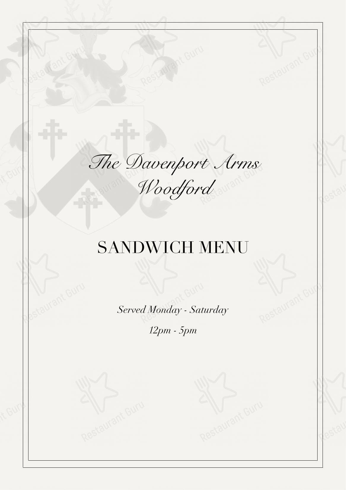 Menu at Davenport Arms, Woodford pub & bar, Stockport, 550 Chester Rd