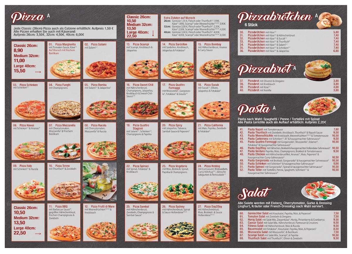 Speisekarte von Day2Day Pizza Pasta & more Garbsen, Garbsen