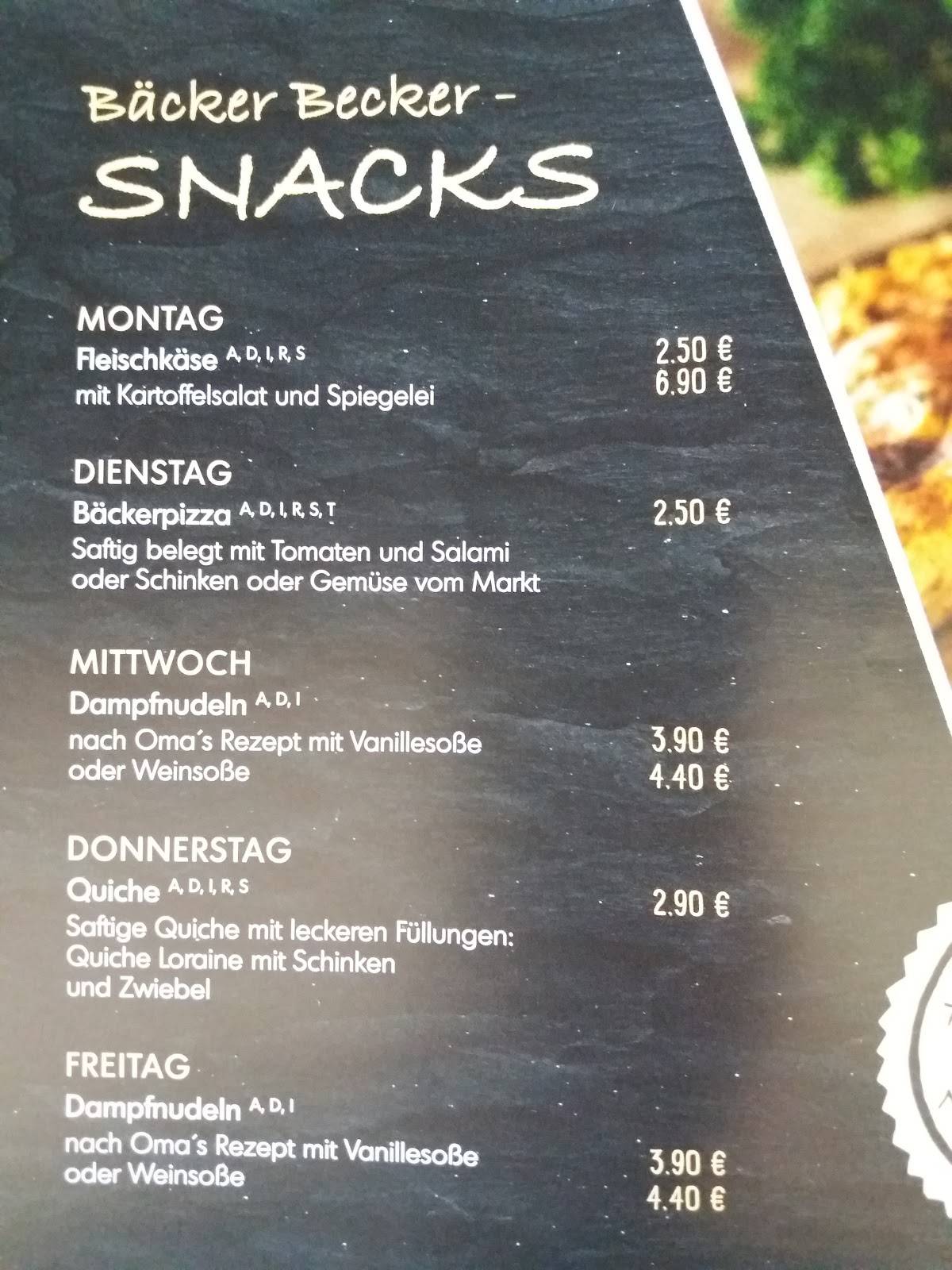 Carta del café De' Bakers Becker, Edenkoben