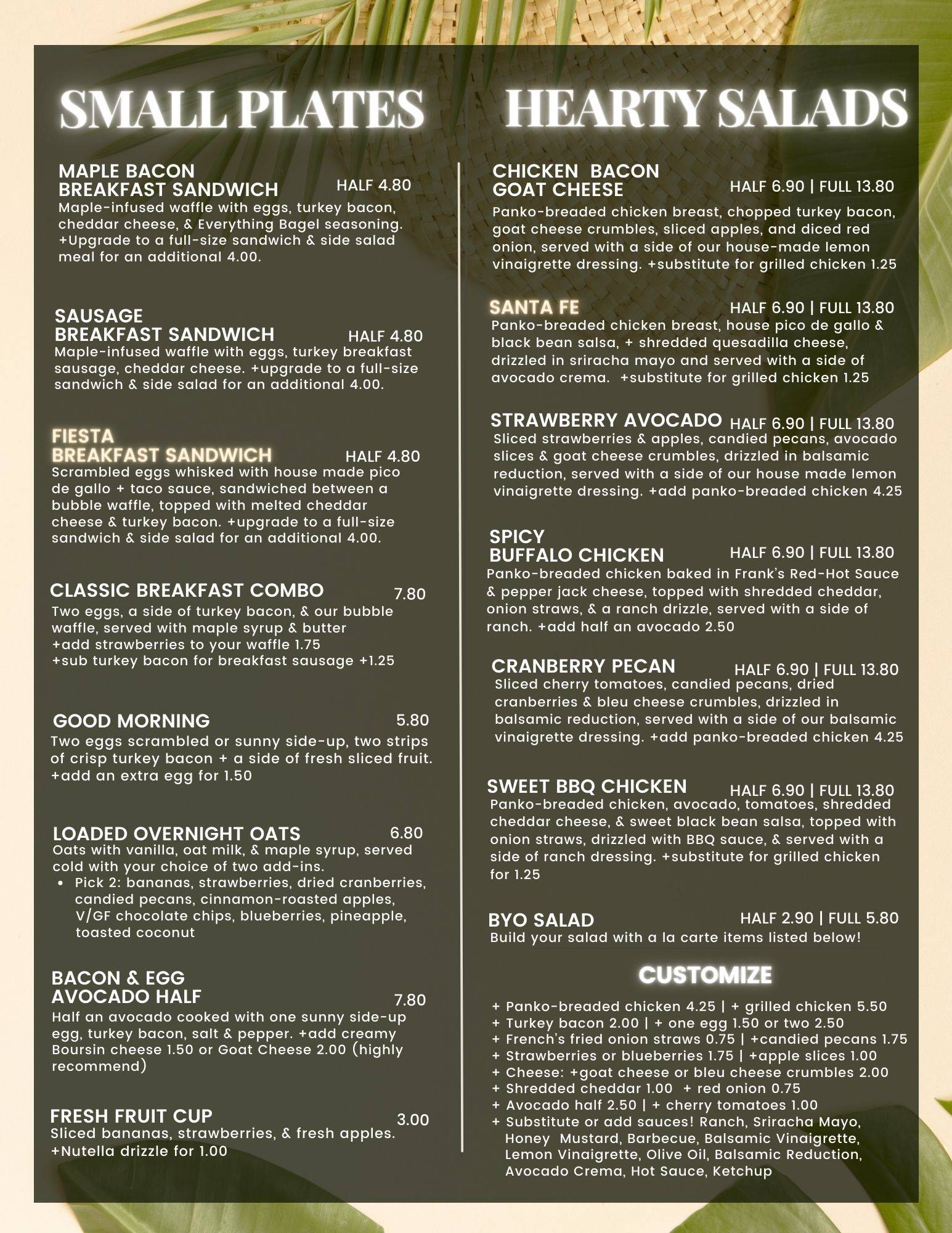Menu at The Exchange Coffee, Mercantile & Eatery cafe, De Pere