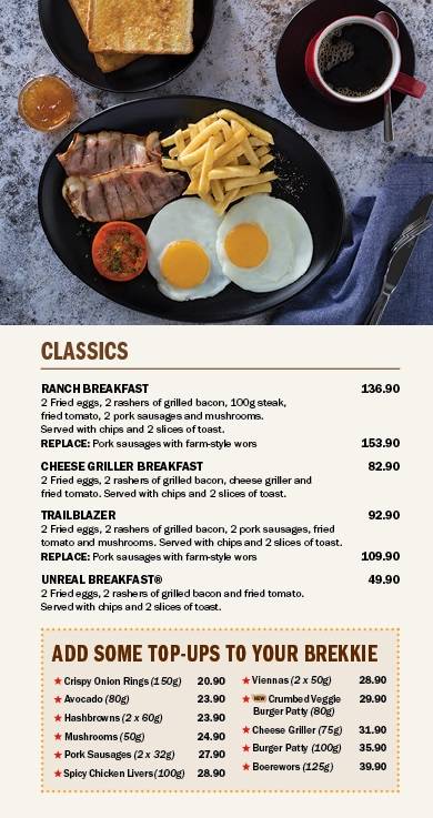 Menu at Del Rio Spur restaurant, Kuruman