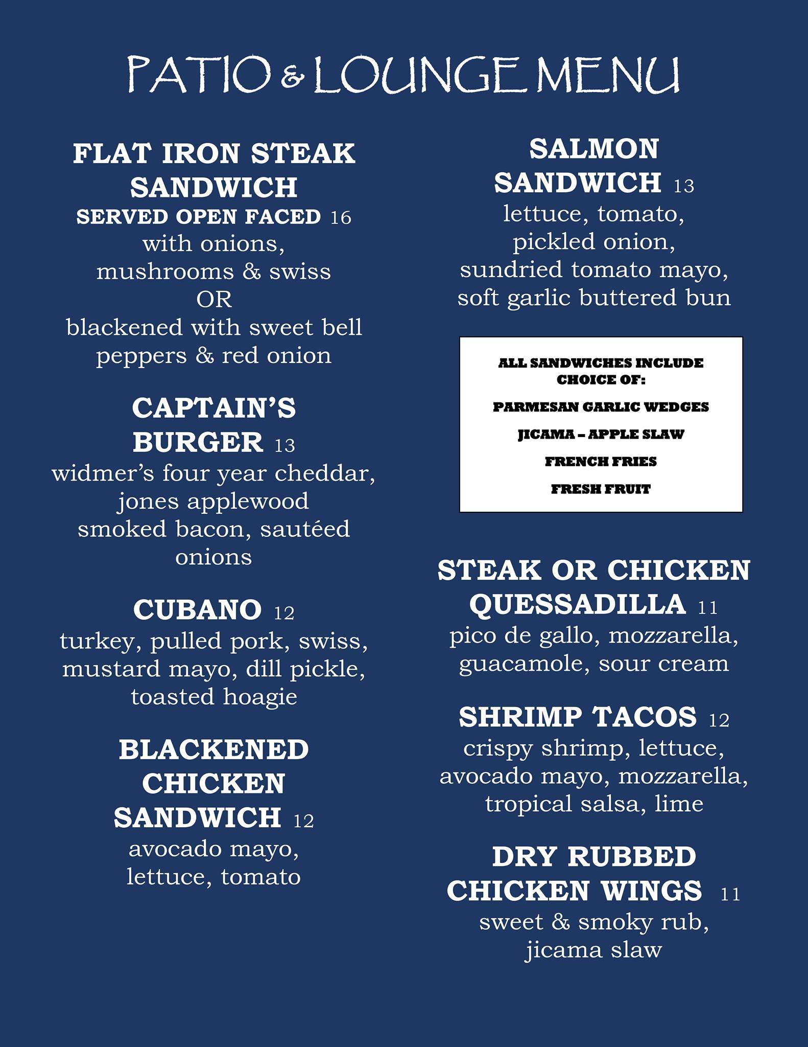Menu at Seven Seas Seafood & Steak restaurant, Hartland