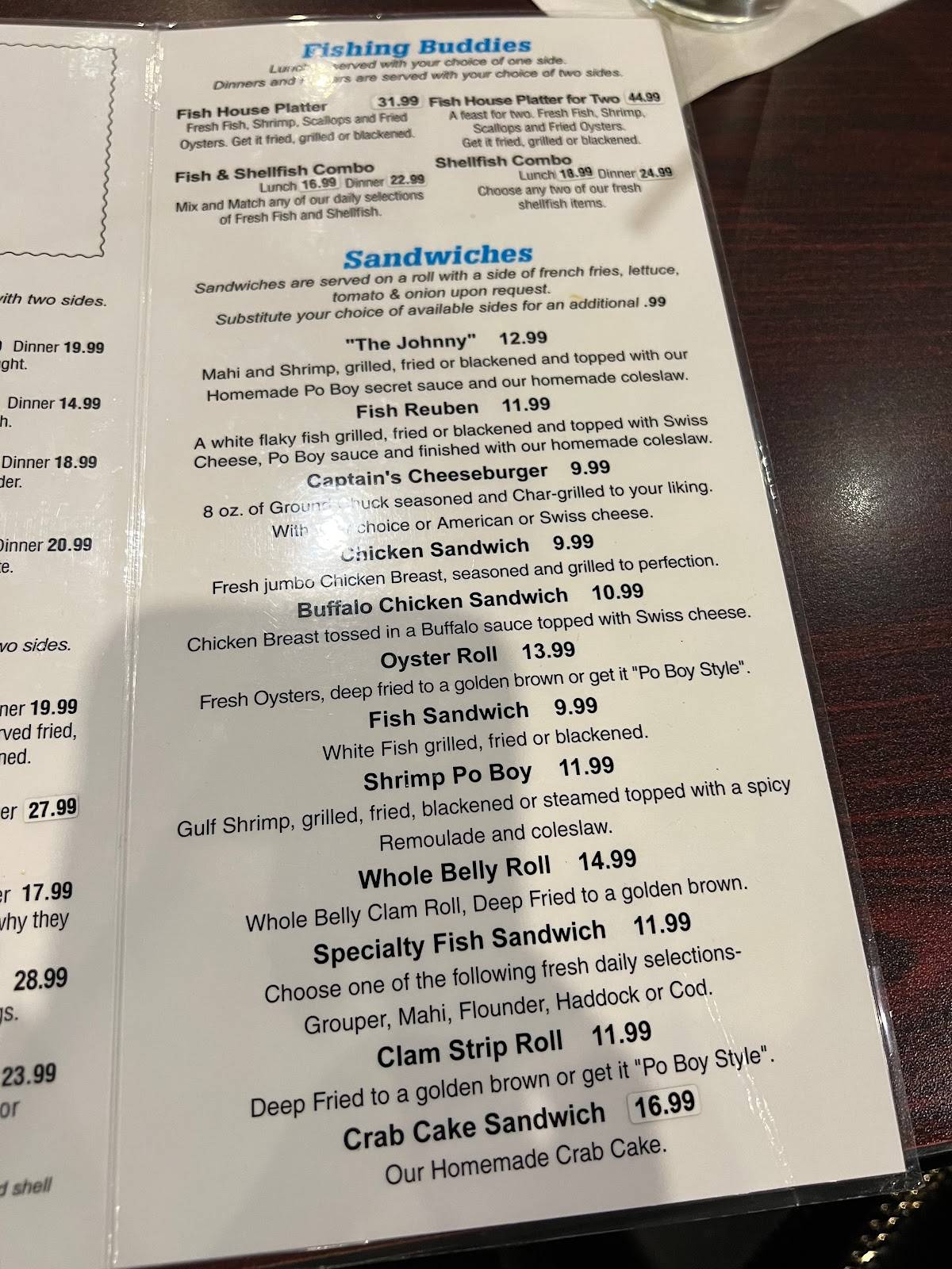 Menu at Deland Fish House restaurant, DeLand, 310 E International ...