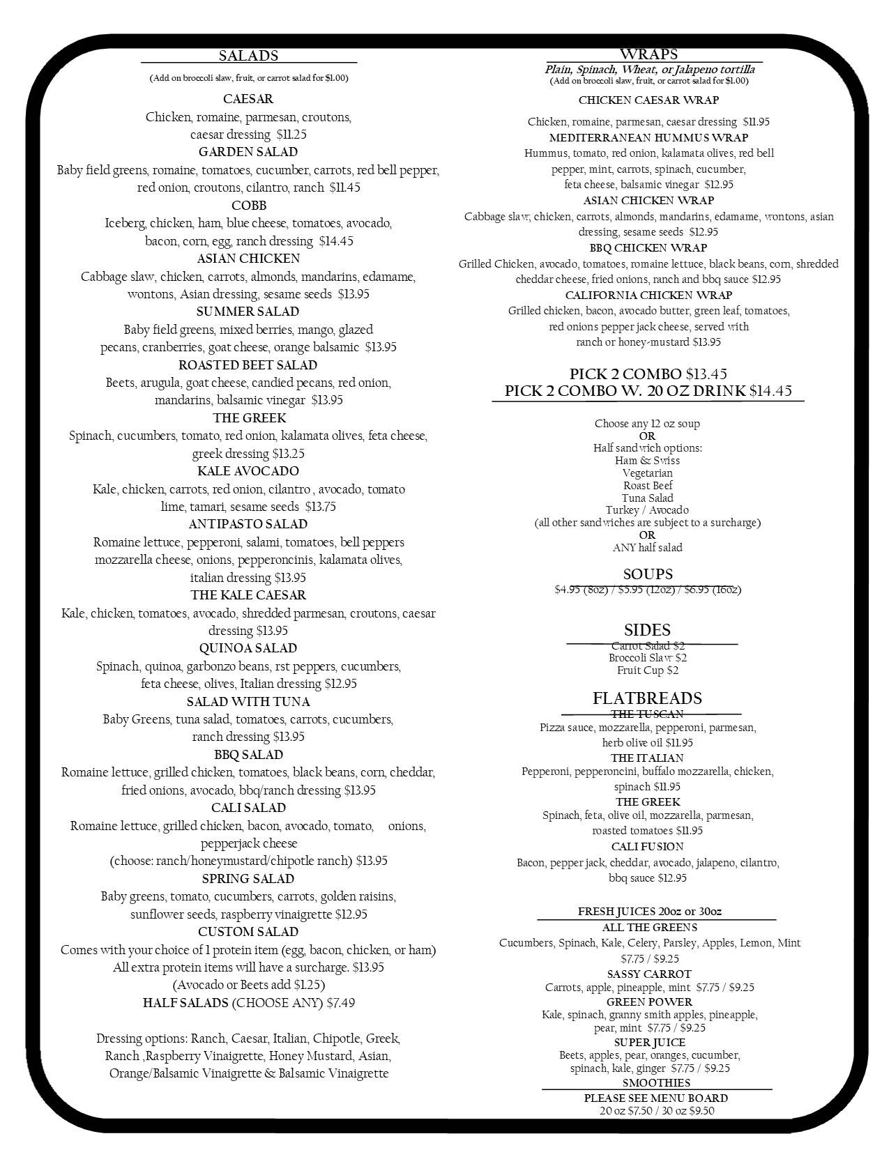 Menu at Four Corners Eatery & Coffee Bar, Redlands, 505 New Jersey St