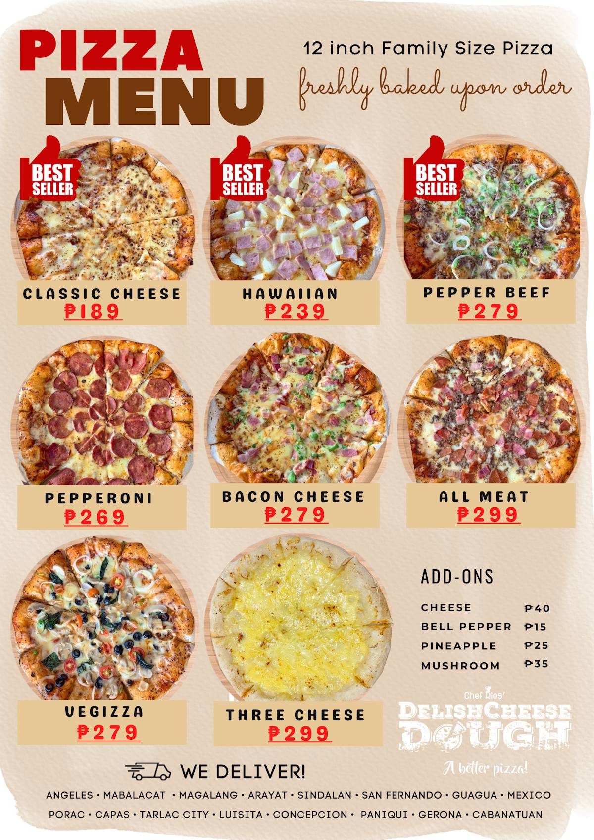 Carta del restaurante DelishCheese Dough Tarlac, Tarlac