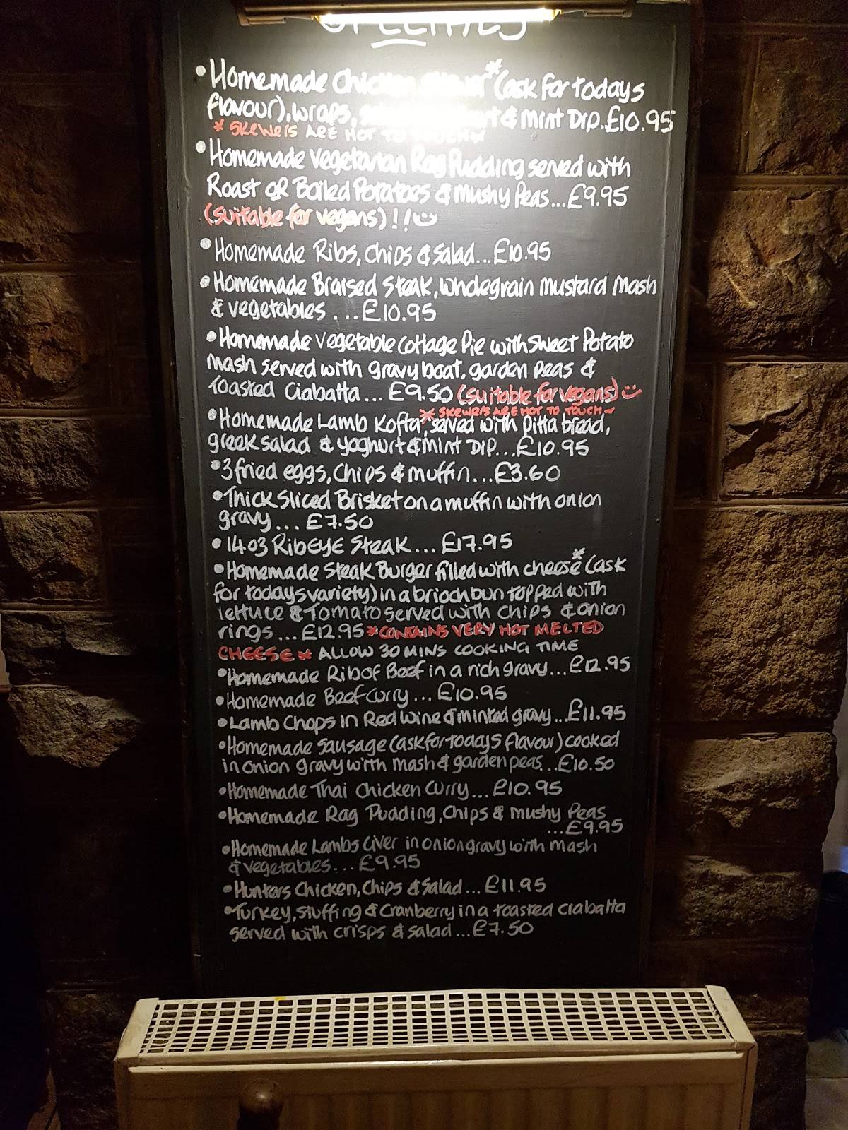Menu at Church Inn pub & bar, Delph