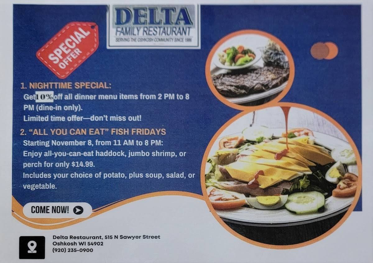 Menu at Delta Restaurant, Oshkosh
