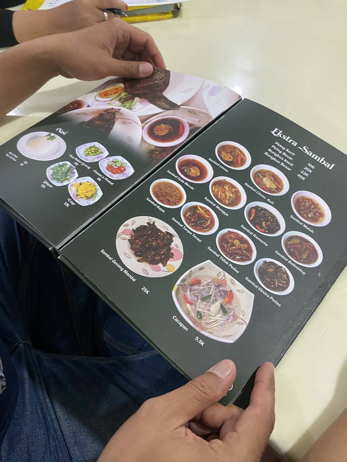 Menu at Depot Sari Patin restaurant, Banjarmasin