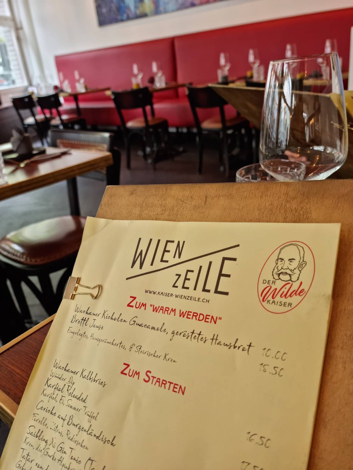 Speisekarte von Der Wilde Kaiser Wienzeile, Zürich