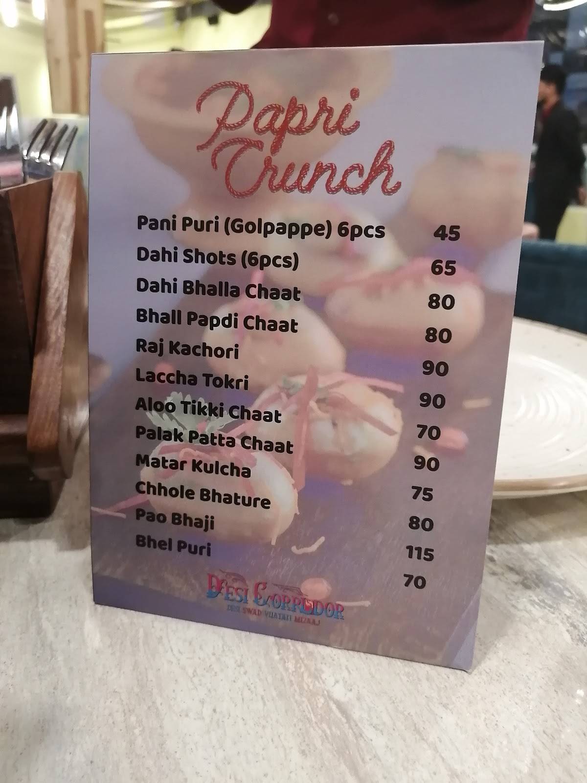 Menu at Desi Corridor, Gurugram