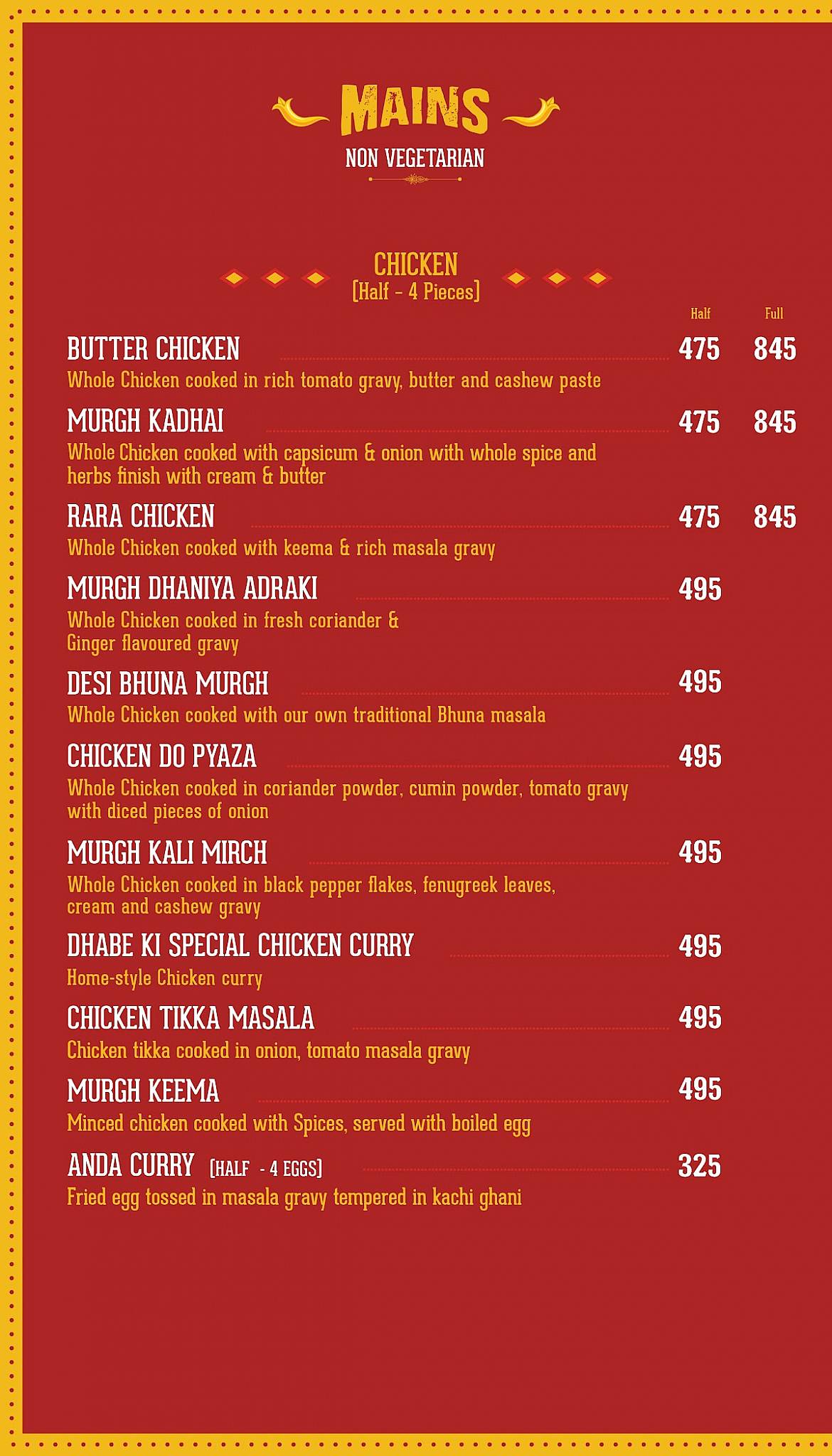 Menu at Dhaba at Atta, Noida, G-56