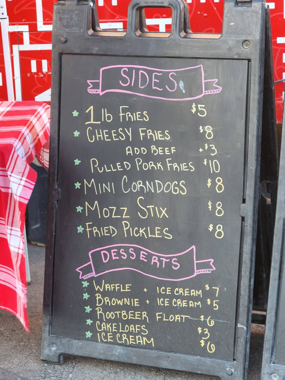 Menu at DiCarlo's Food Truck restaurant, Twentynine Palms