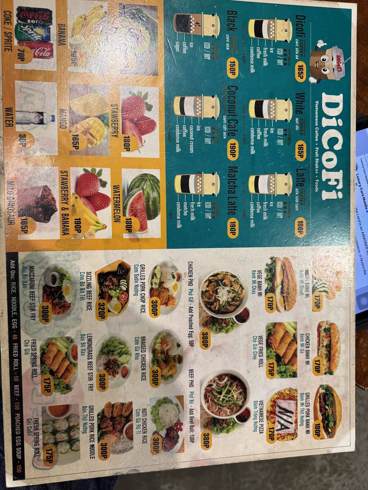 Menu at DiCoFi pub & bar, Makati, Valero Plaza Condominium