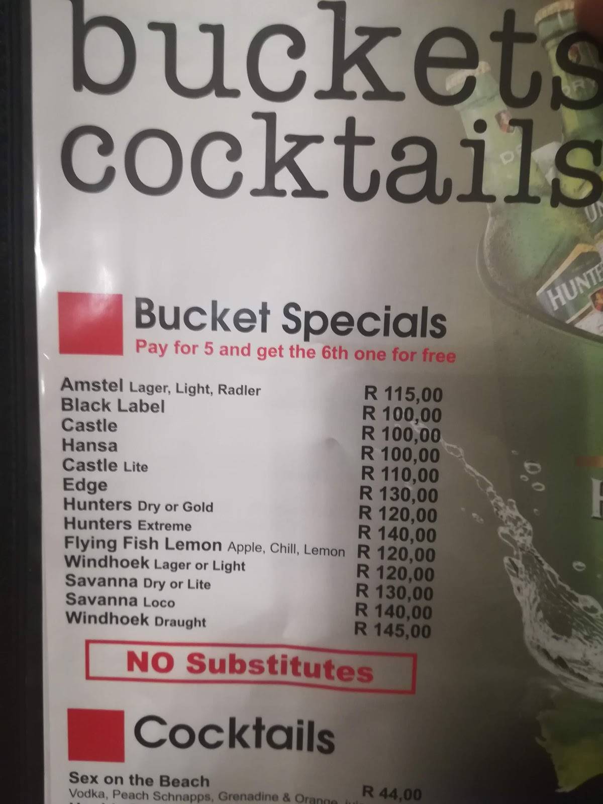 Menu at Die Wit Huis restaurant, Pretoria