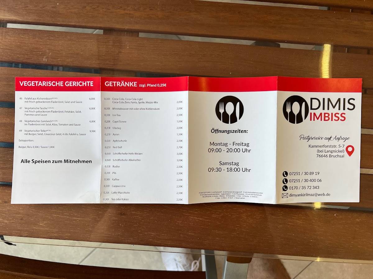 Speisekarte von Dimis Imbiss Pizza Kebap Burger & More, Bruchsal