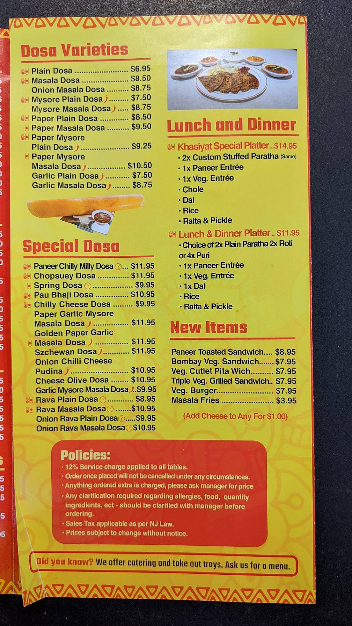 Menu at Dimple's Khasiyat Restaurant, Woodbridge Township