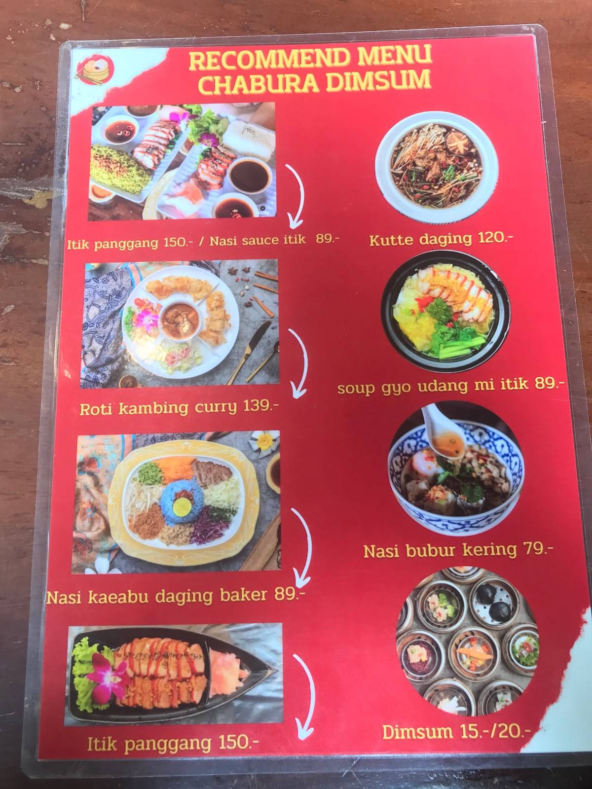Menu at Dimsum Chabura Hatyai restaurant, Hat Yai