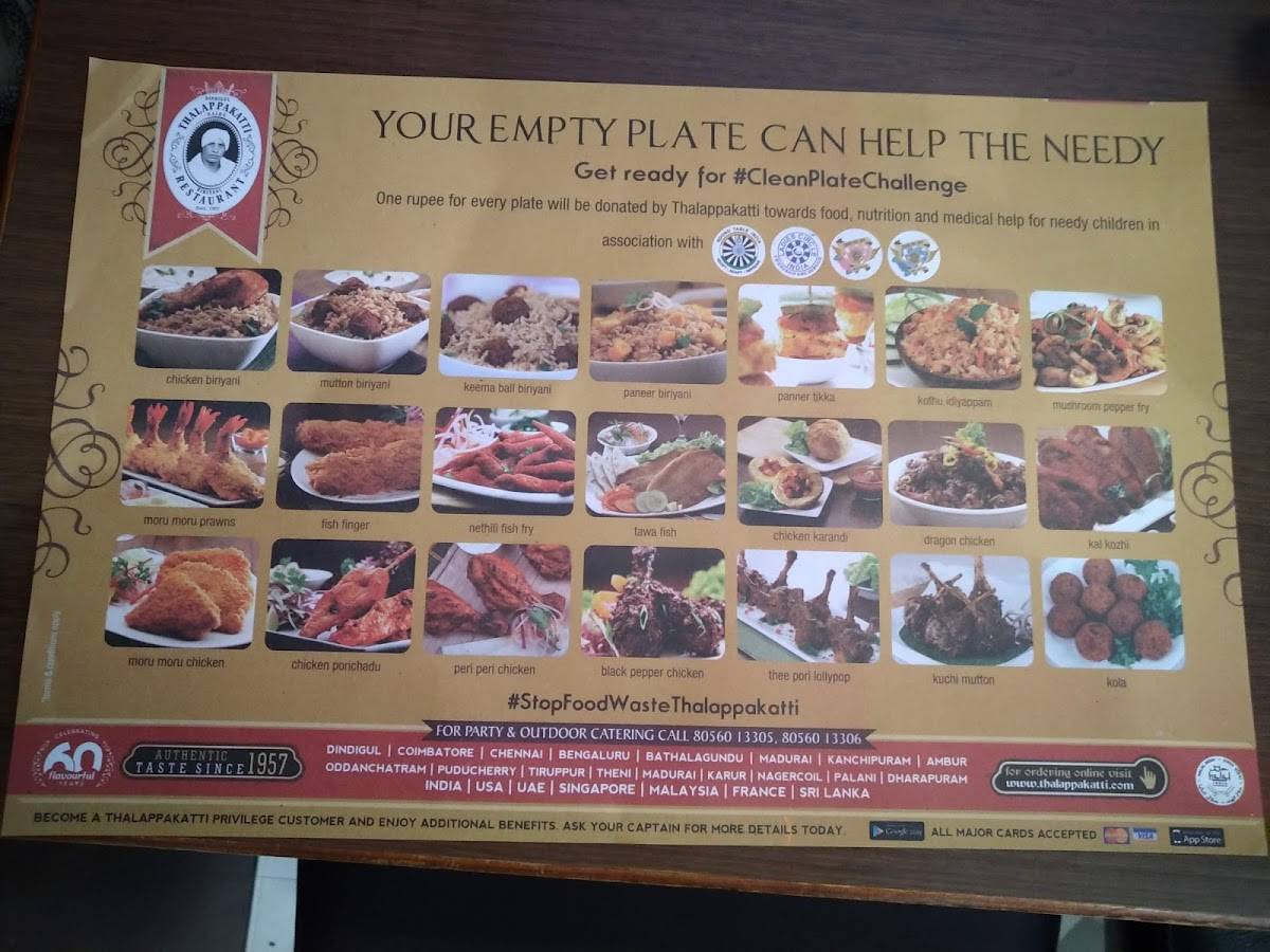 Menu at Dindigul Thalappakatti Restaurant, Puducherry, 108