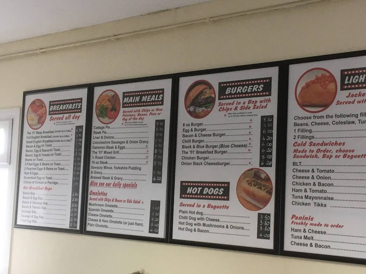 Menu at Diner 51 restaurant, Leeming Bar