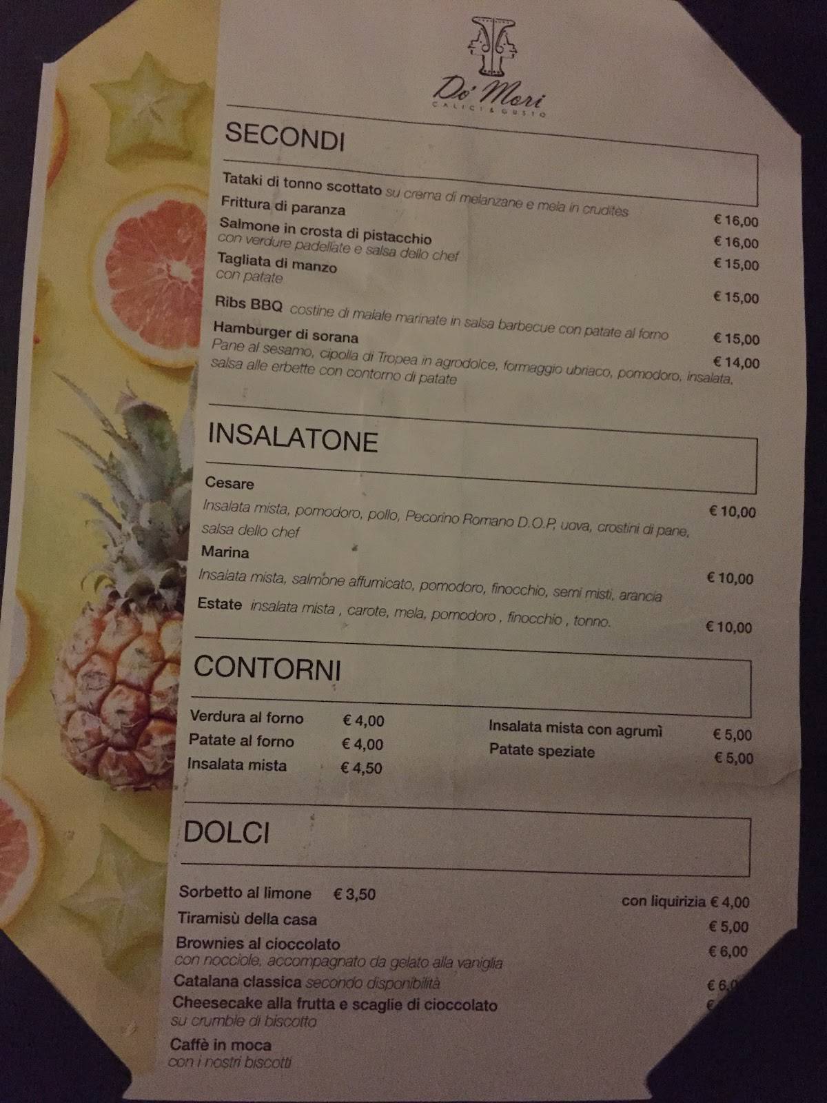 Menu da Dó Mori Dolo pub & bar, Dolo