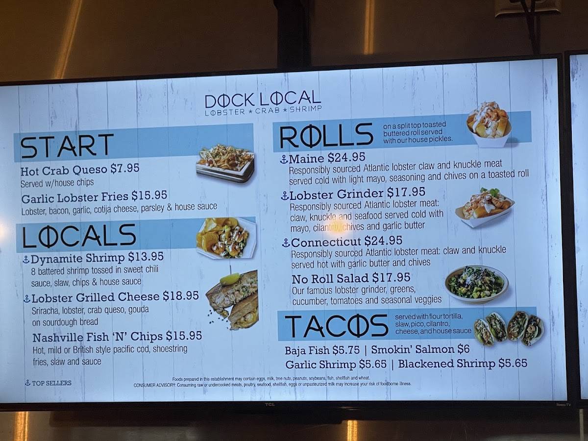 Menu at Dock Local restaurant, Nashville, Broadway #2240