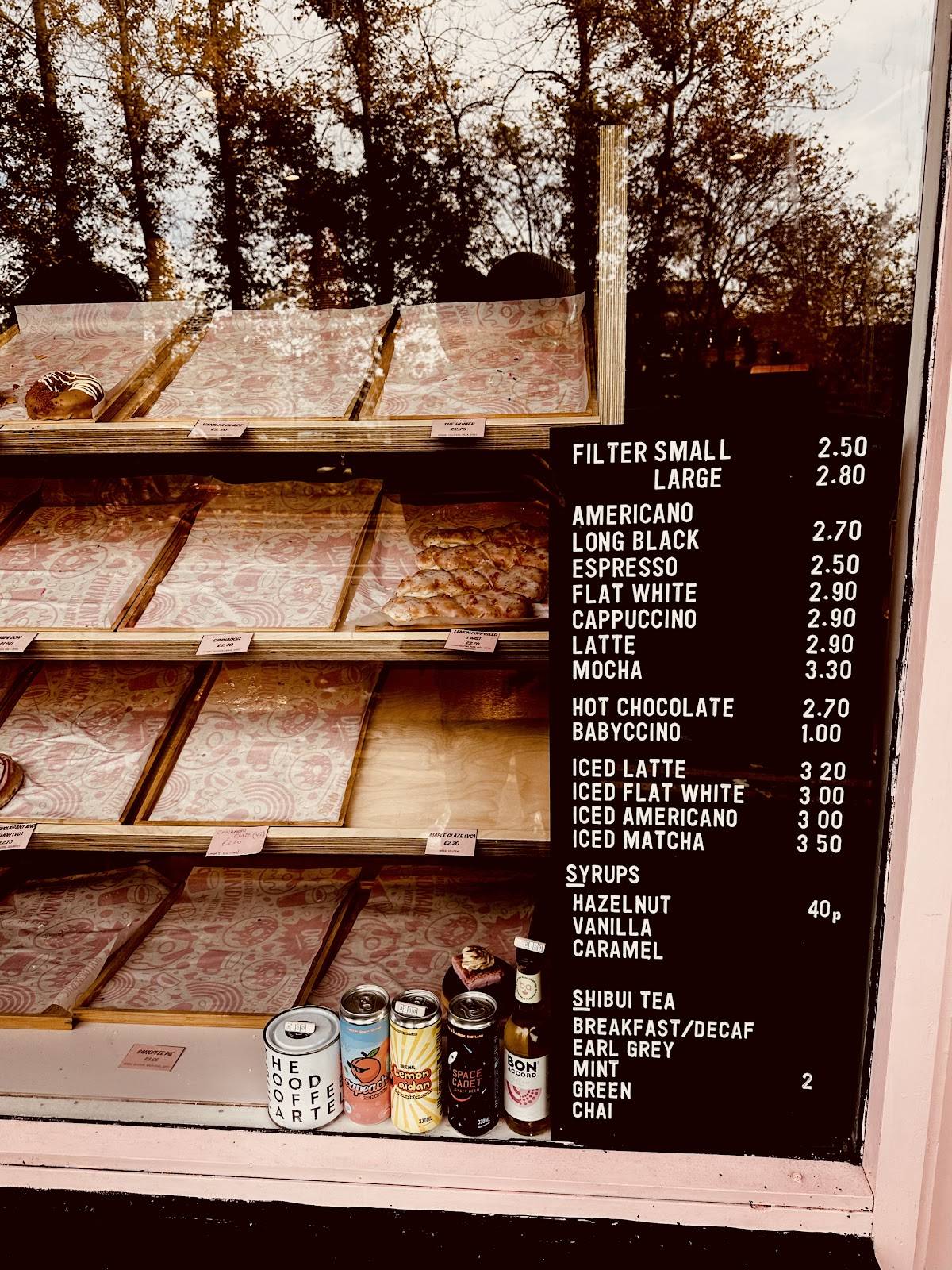 Menu at Doh, Glasgow