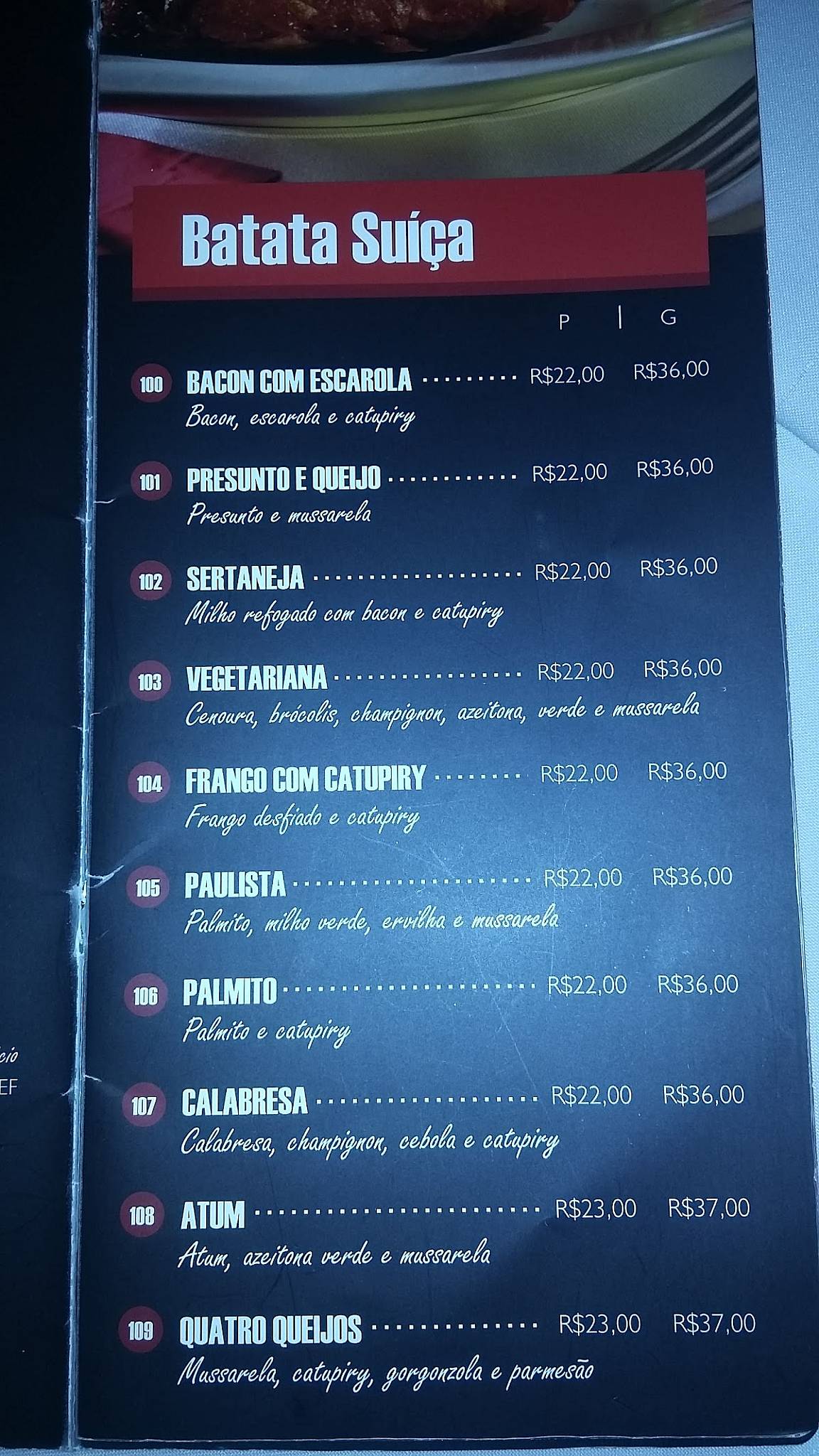 Menu em Dom Batata, o melhor da batata suíça restaurante, Curitiba