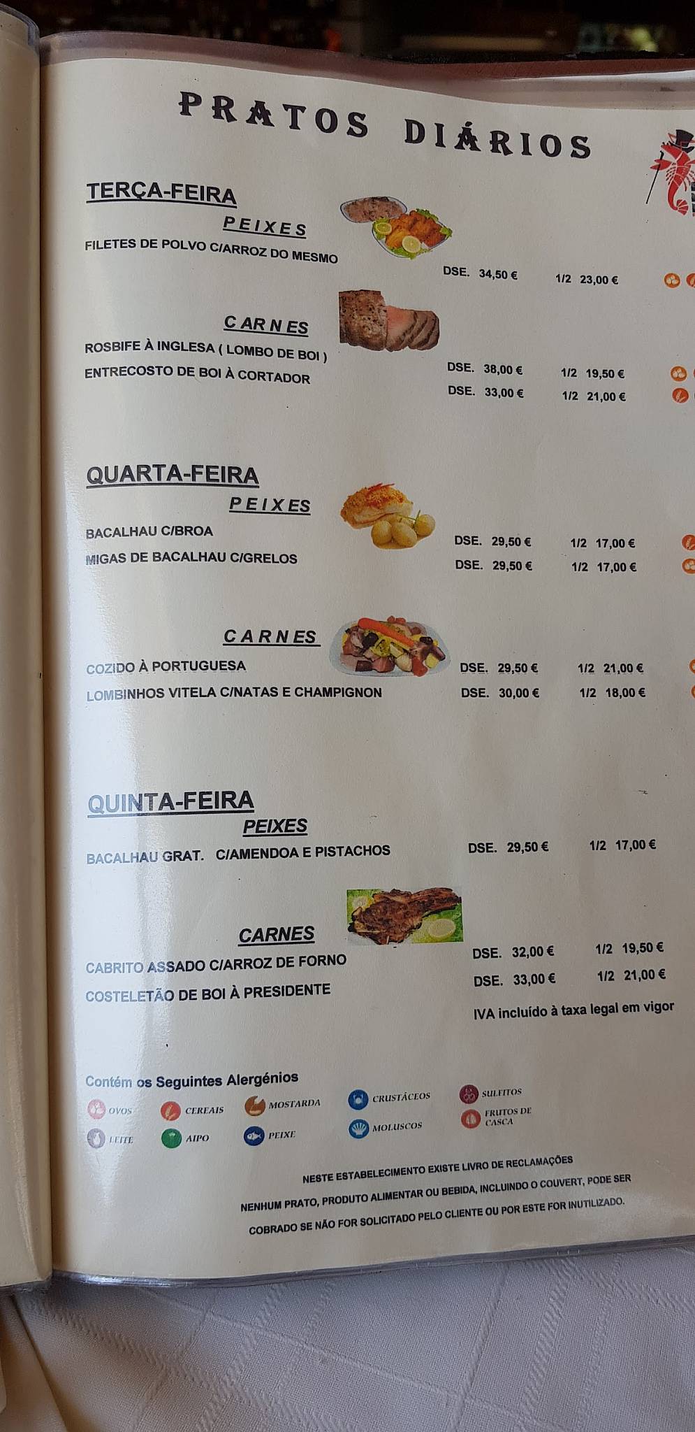 Menu em Dom Marisco Miramar restaurante, Vila Nova de Gaia