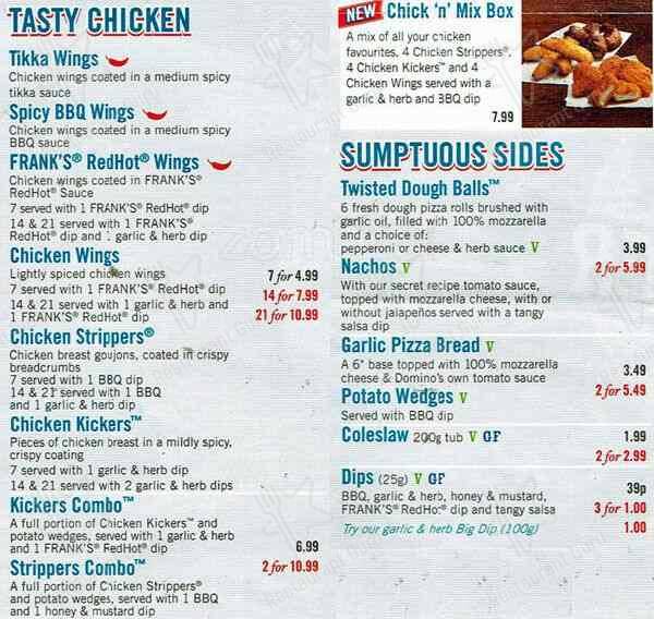 Menu at Domino's Pizza - Islington pizzeria, London, 72 White Lion St