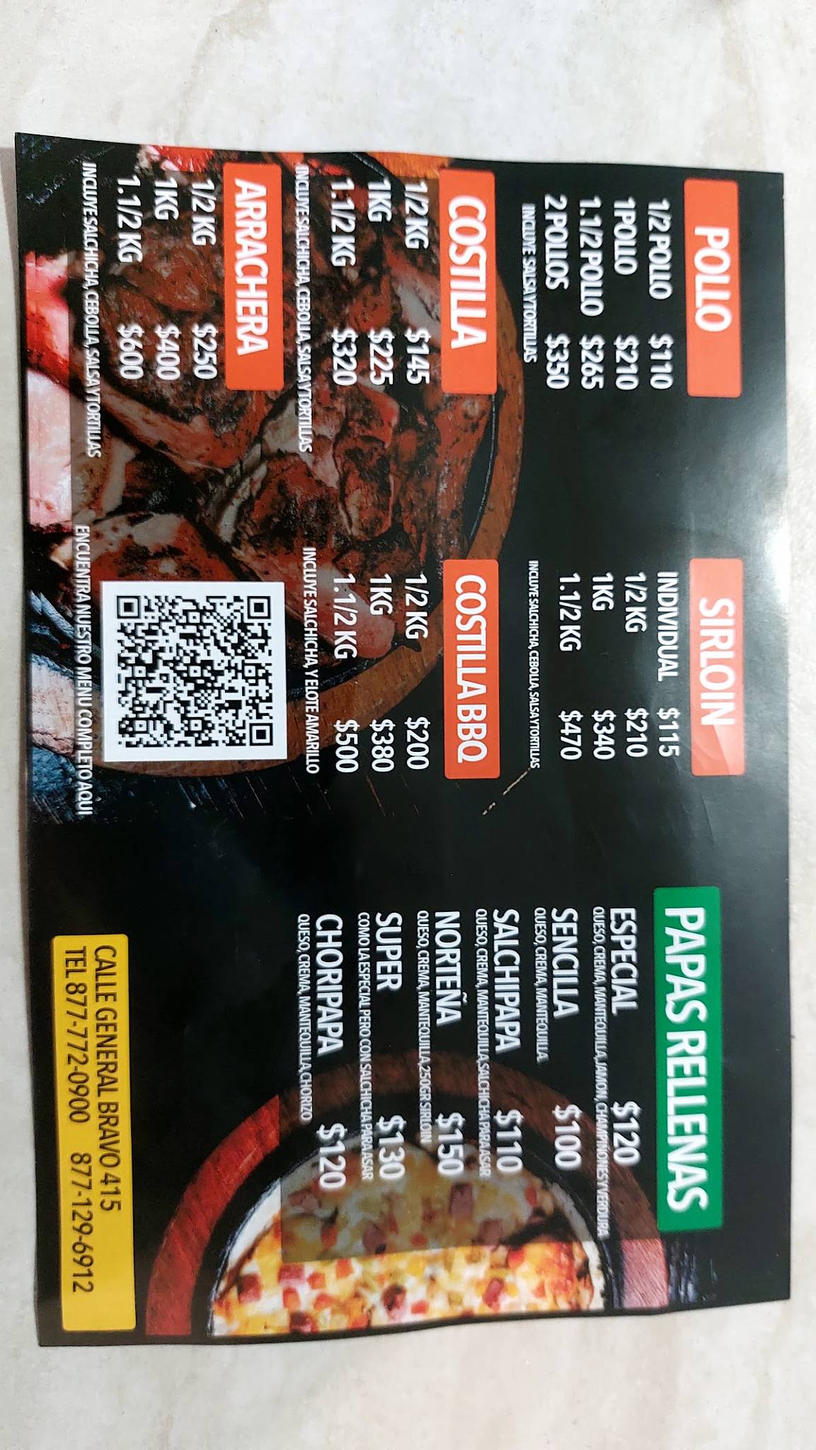 Carta del restaurante Don Triny, Ciudad Acuña, Calle Gral. Bravo 415