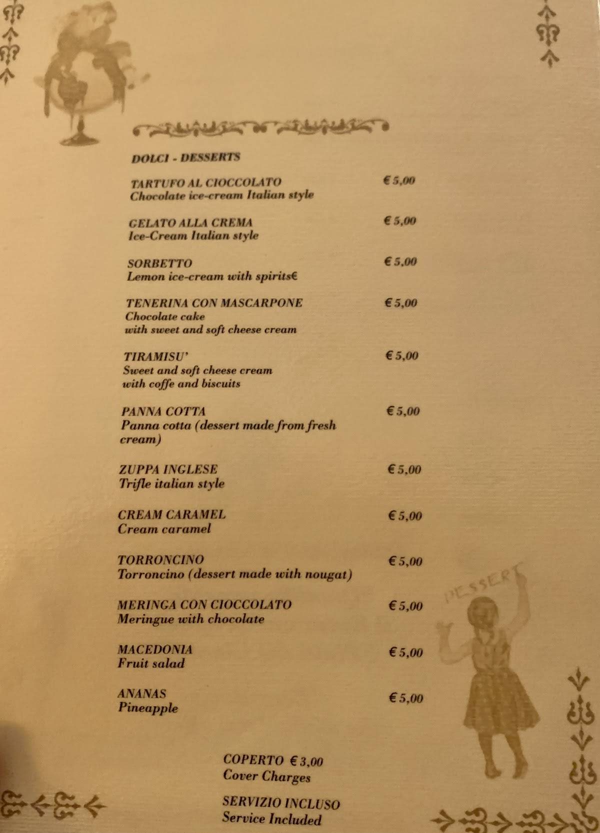 Menu da RISTORANTE DONATELLO, Bologna