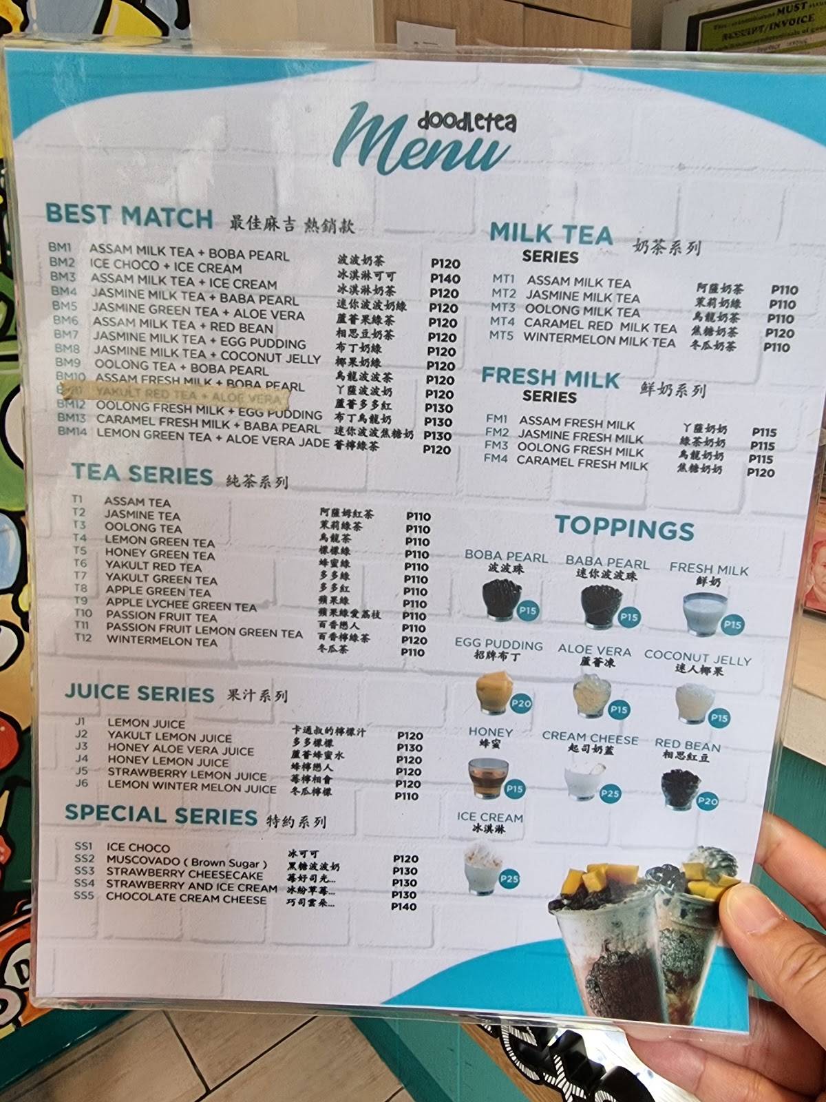 Menu at Doodle Tea - Palanca restaurant, Makati
