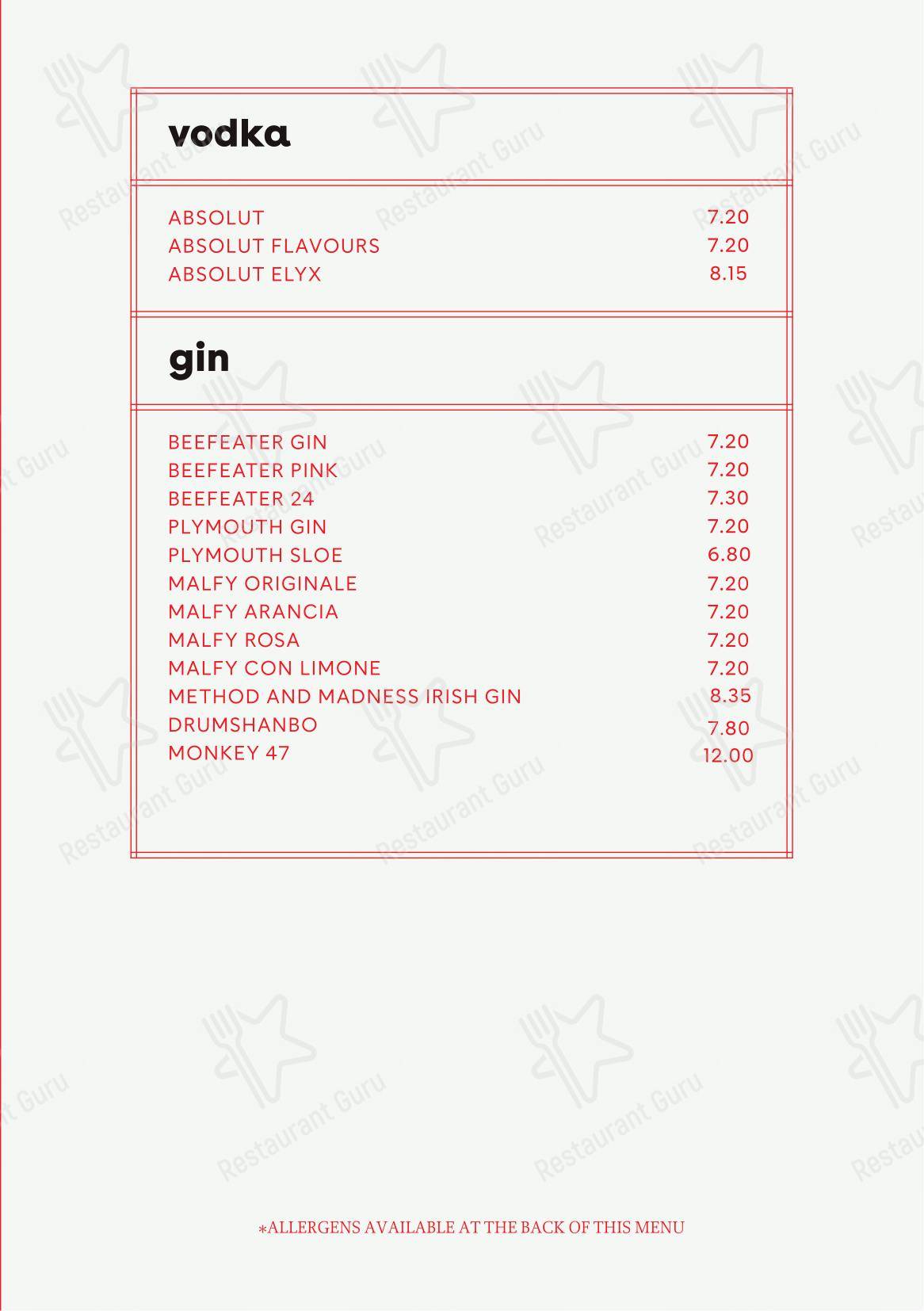 Menu at Doolally restaurant, Dublin