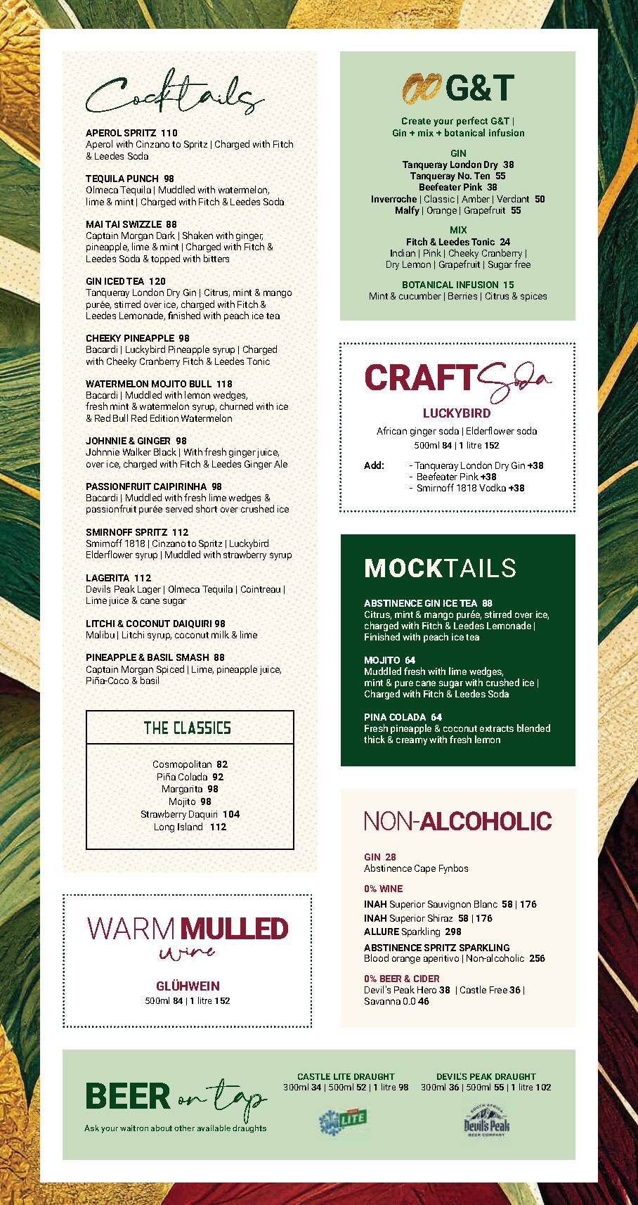 Menu at Doppio Zero Eye Of Africa restaurant, Eikenhof