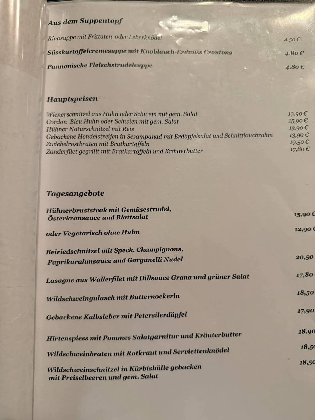 Menu at Dorfgasthaus "Am Spitz" restaurant, Höflein