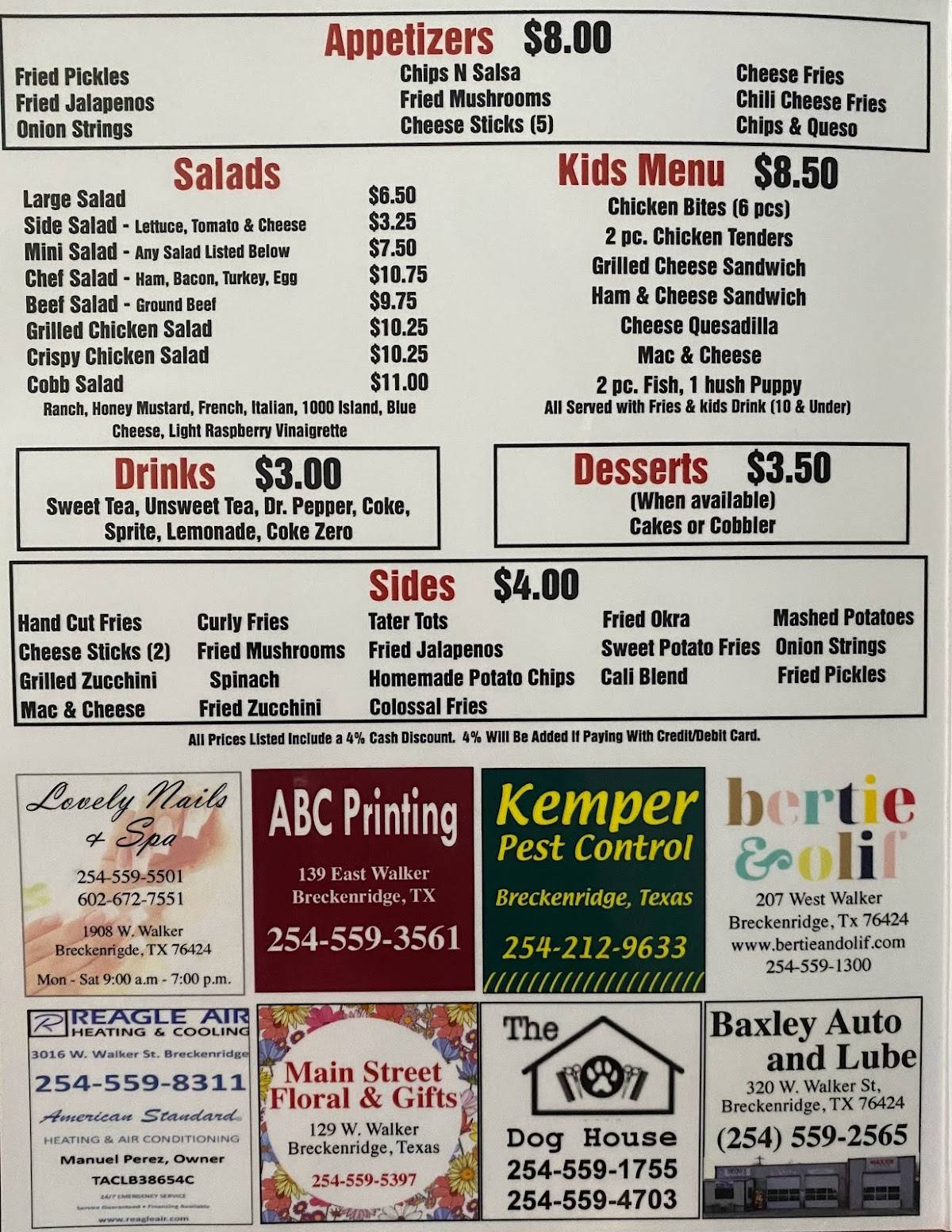 Menu at Dos Gallos Family Restaurant, Breckenridge