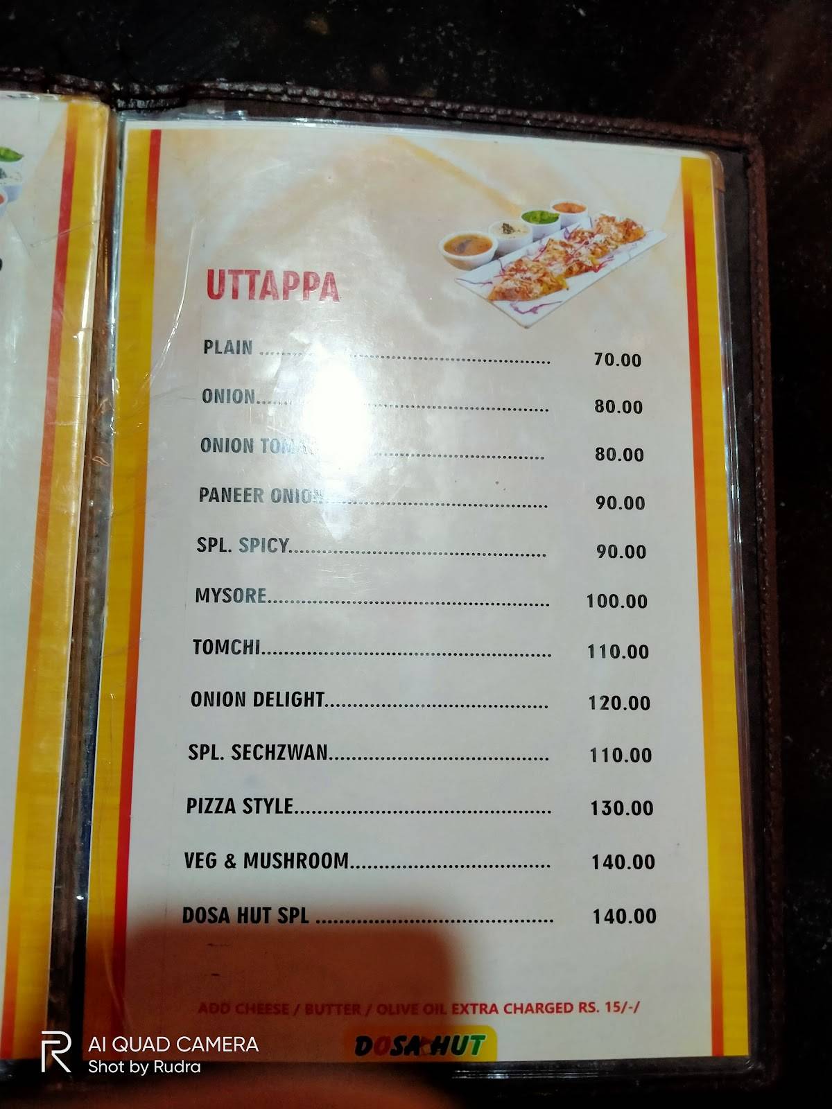 Menu at Dosa Hut, Jamshedpur, 101