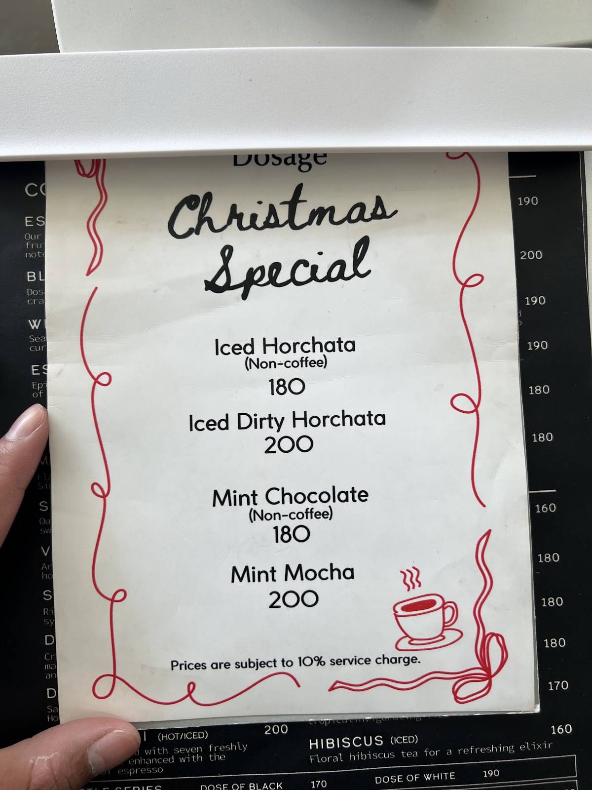 Menu at Dosage Coffee, Cebu City