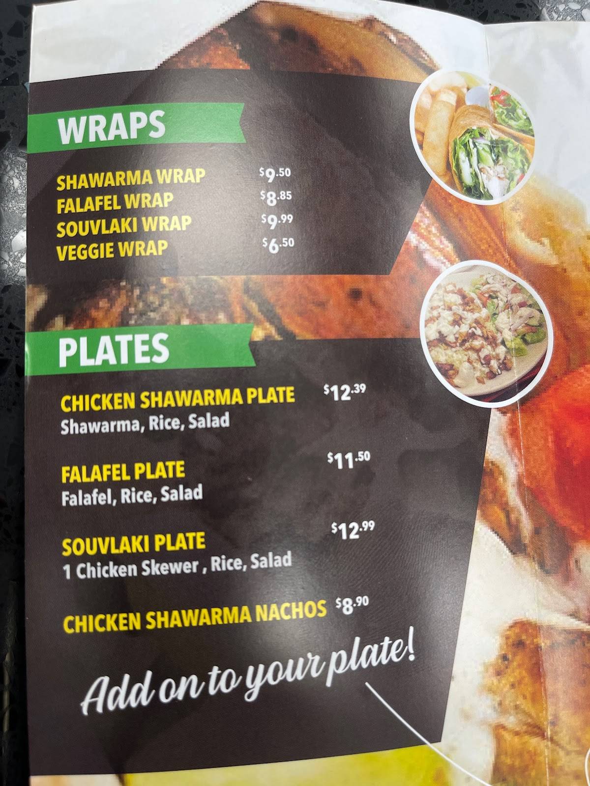 Menu at Double Taste Shawarma restaurant, Waterloo, 36 Northfield Dr E