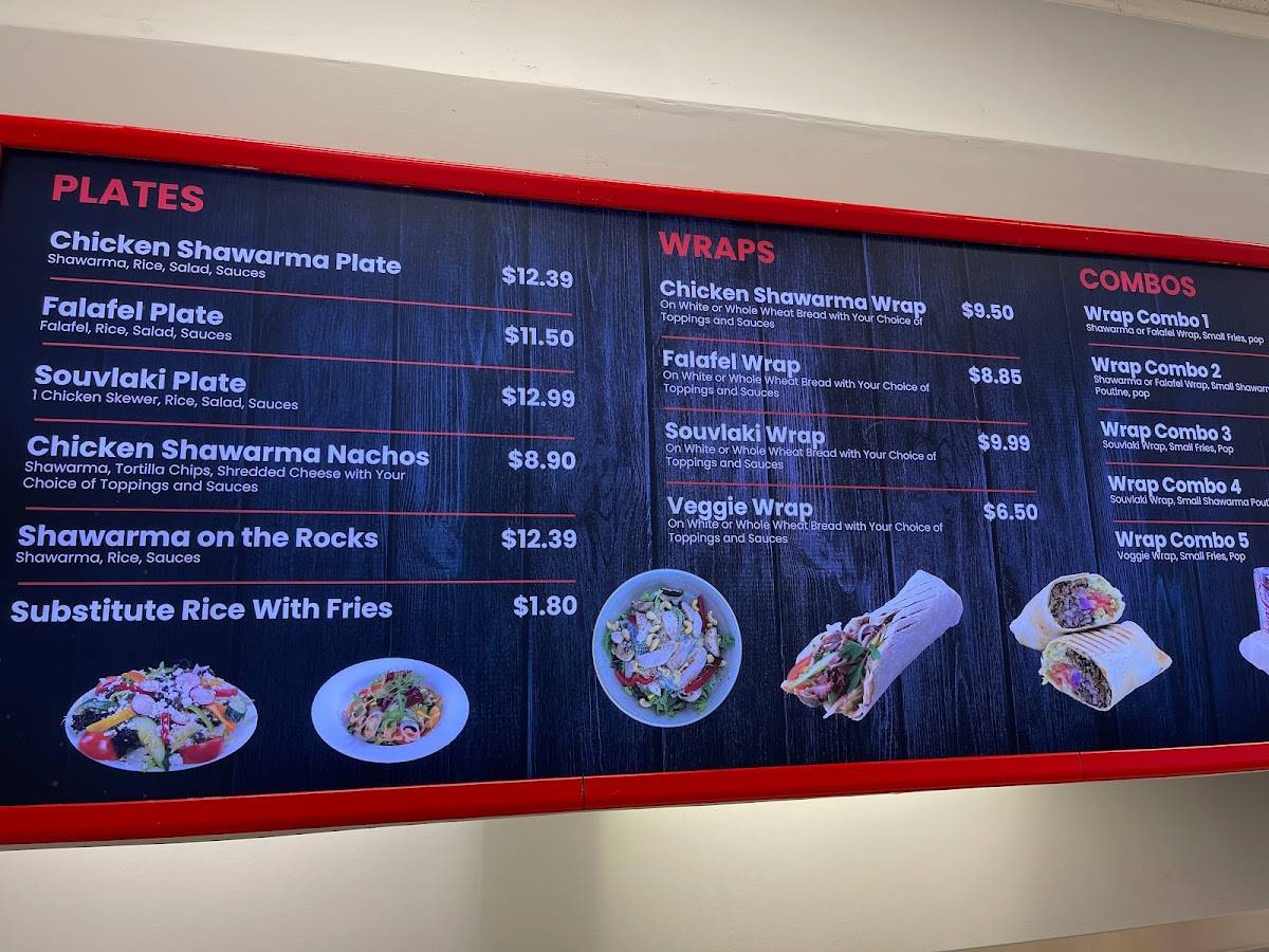 Menu at Double Taste Shawarma restaurant, Waterloo, 36 Northfield Dr E